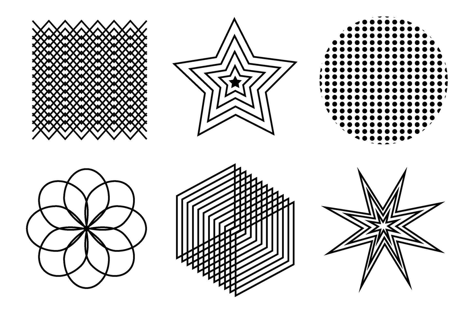 Abstract Geometric And Intersecting Shapes Vector Illustration Of Different Contour Objects