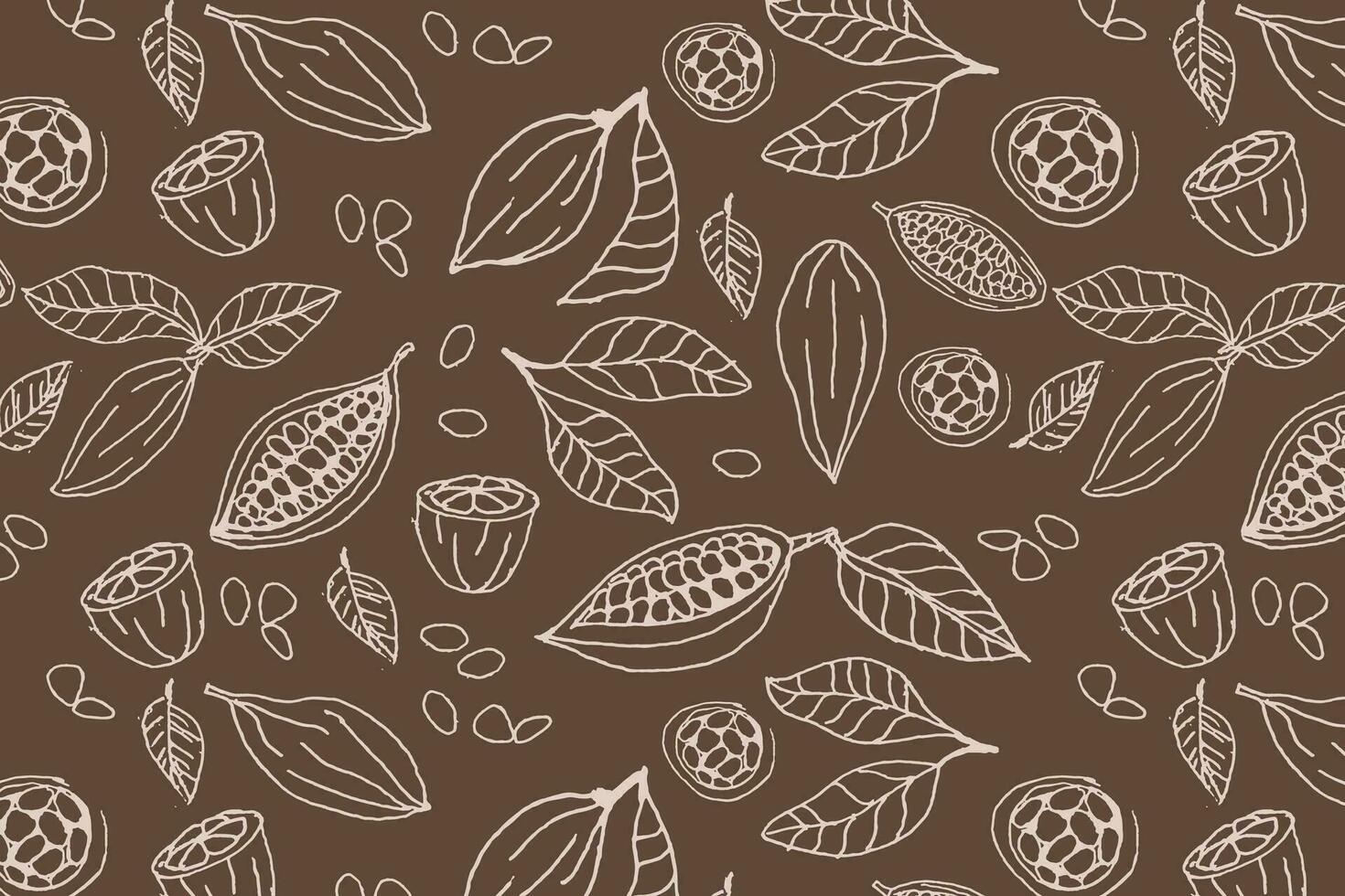 cocoa beans organic background outline on brown 35145252 Vector Art at Vecteezy