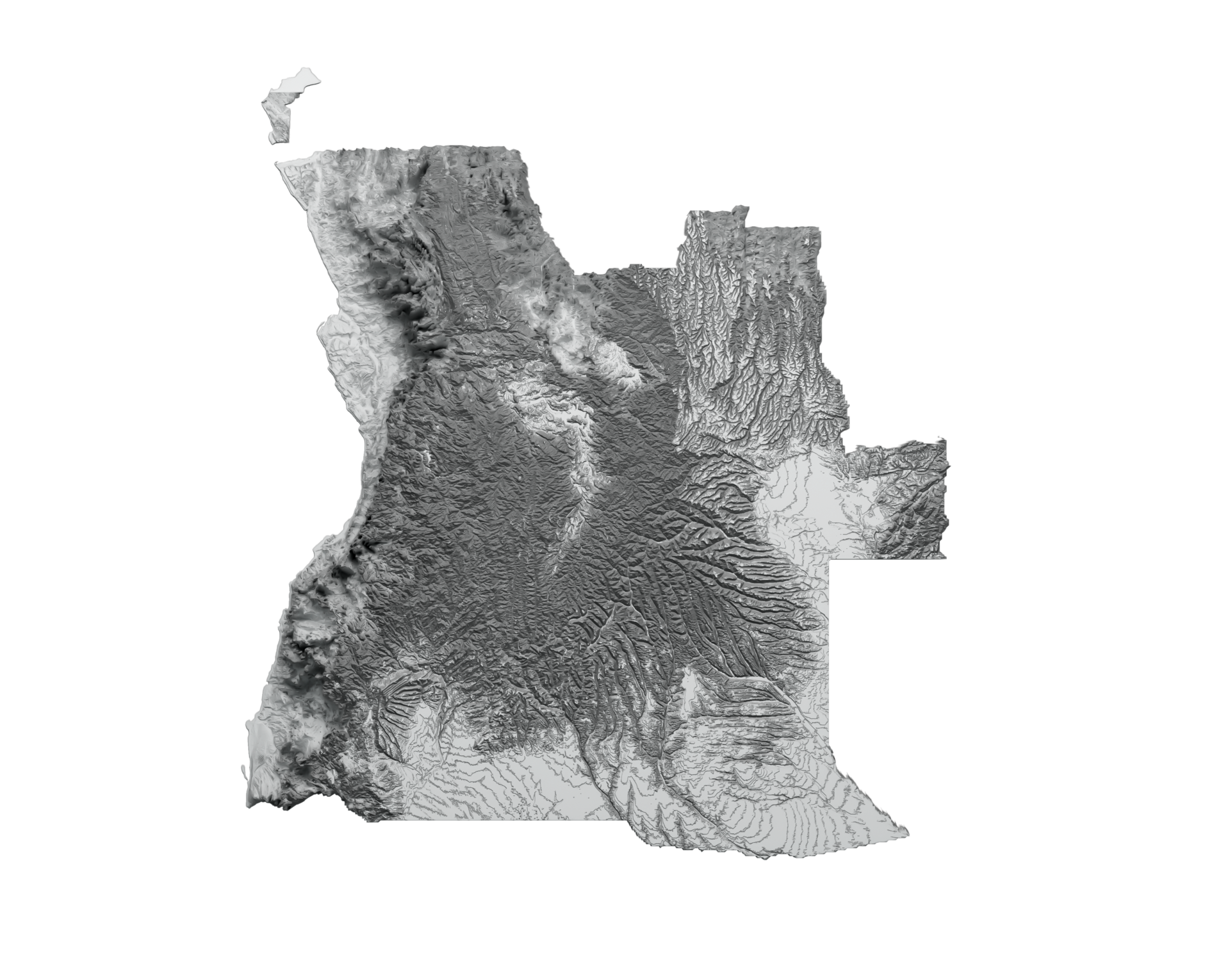 Angola Map Shaded Relief Color Height Map 3d Illustration 35146418 Png