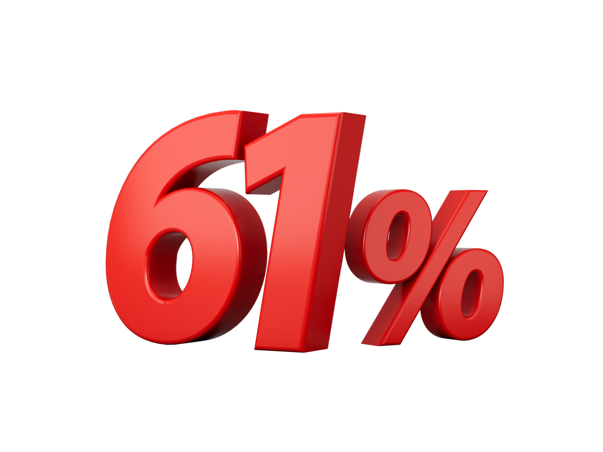 3d Red Sixty one Percent Sign 3d illustration 35146546 PNG