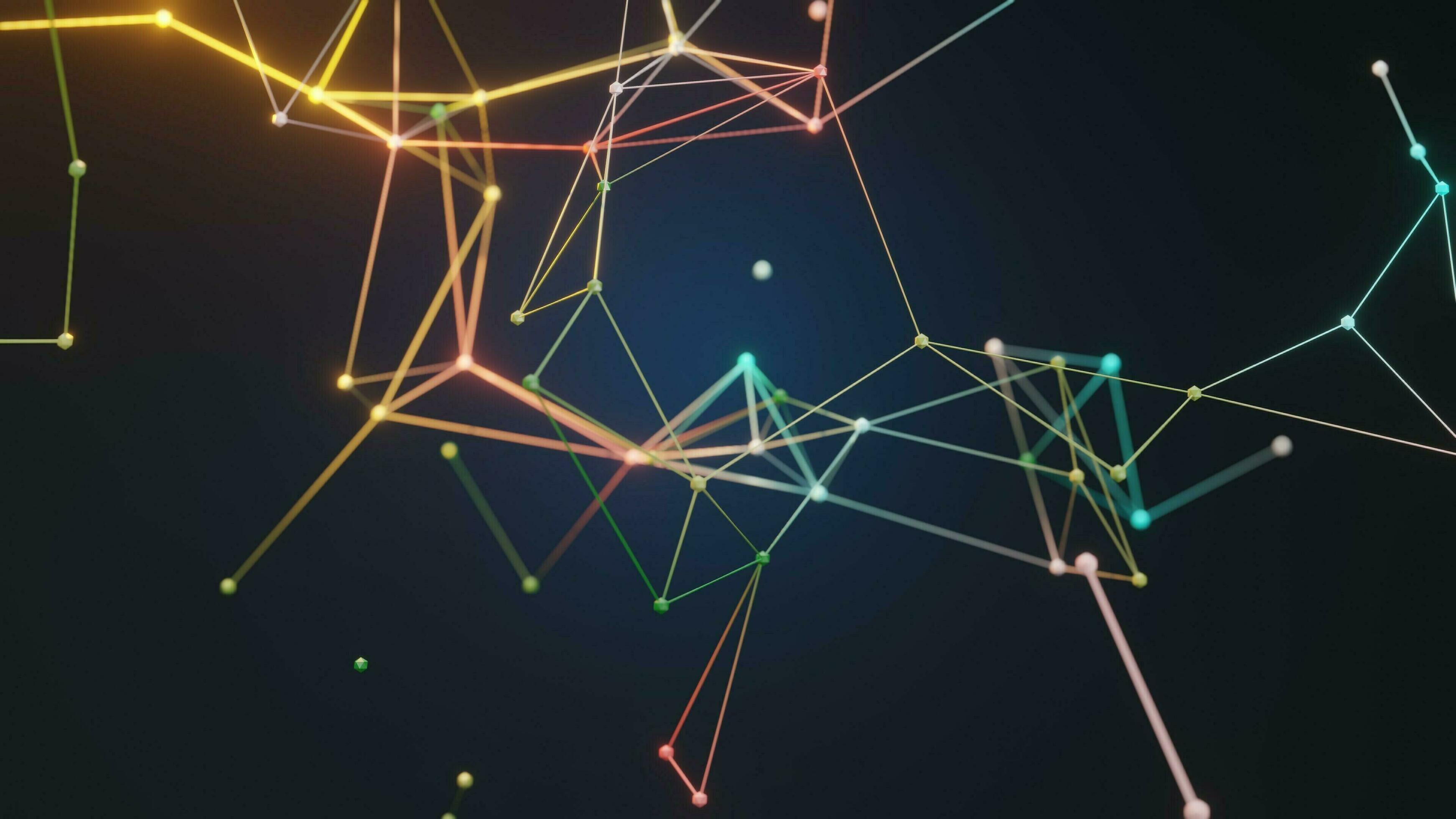 Digital Plexus connect line and dots moving, Futuristic technology neural networks, Artificial ...