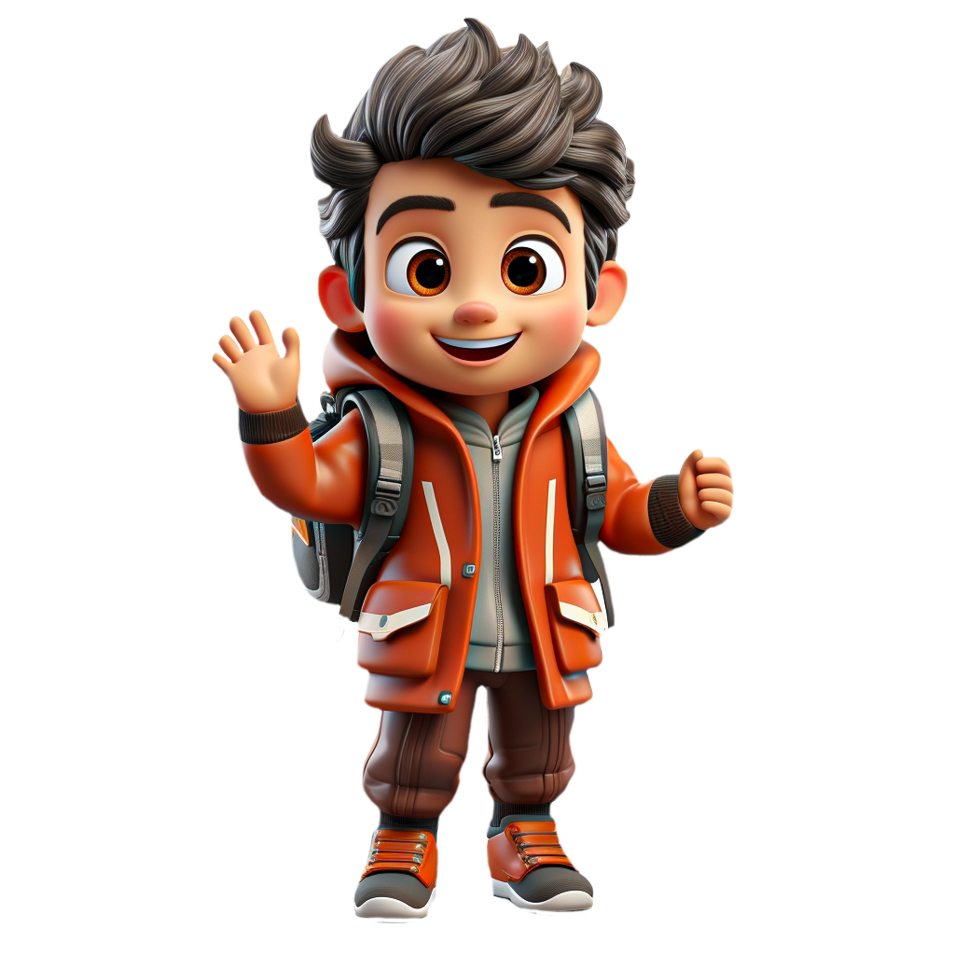 AI generated 3D cartoon character a cute student boys, Isolated ...