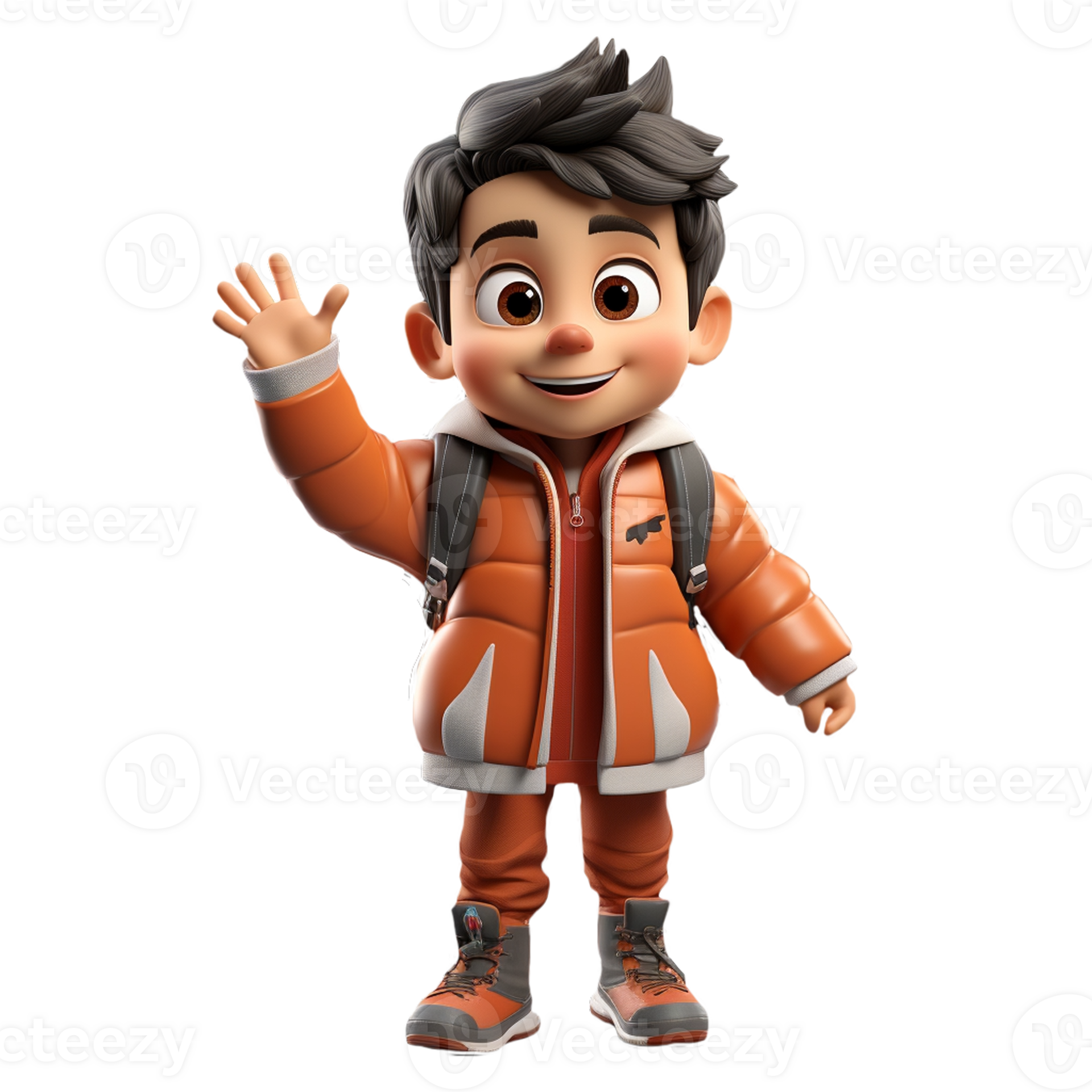 AI generated 3D cartoon character a cute student boys, Isolated ...