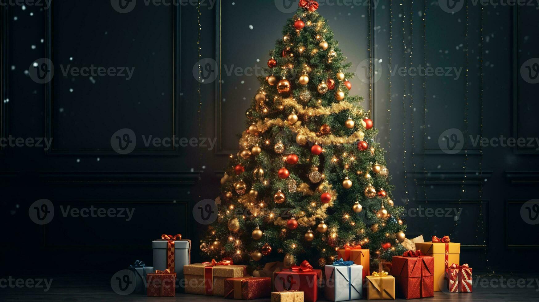 AI generated Huge Christmas Tree with Gifts and Bright Lights 35151297 Stock Photo at Vecteezy