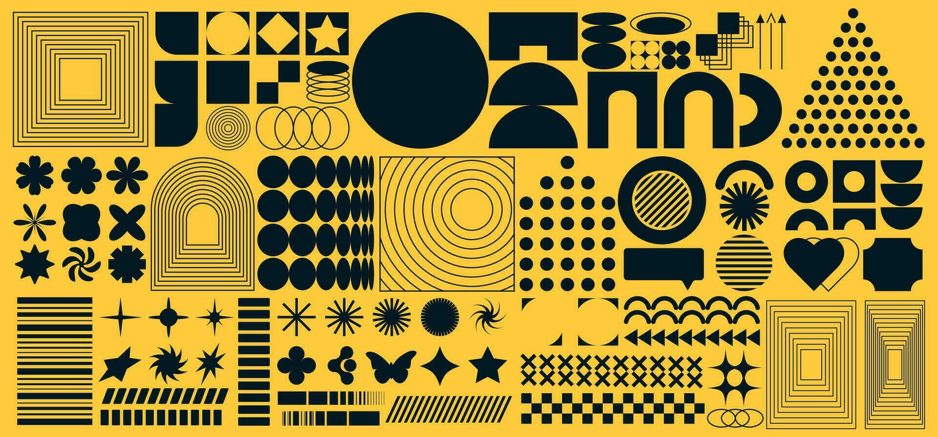Brutalist abstract geometric shapes, frames, grids. Modern vector ... Brutalist abstract geometric shapes, frames, grids. Modern vector ...