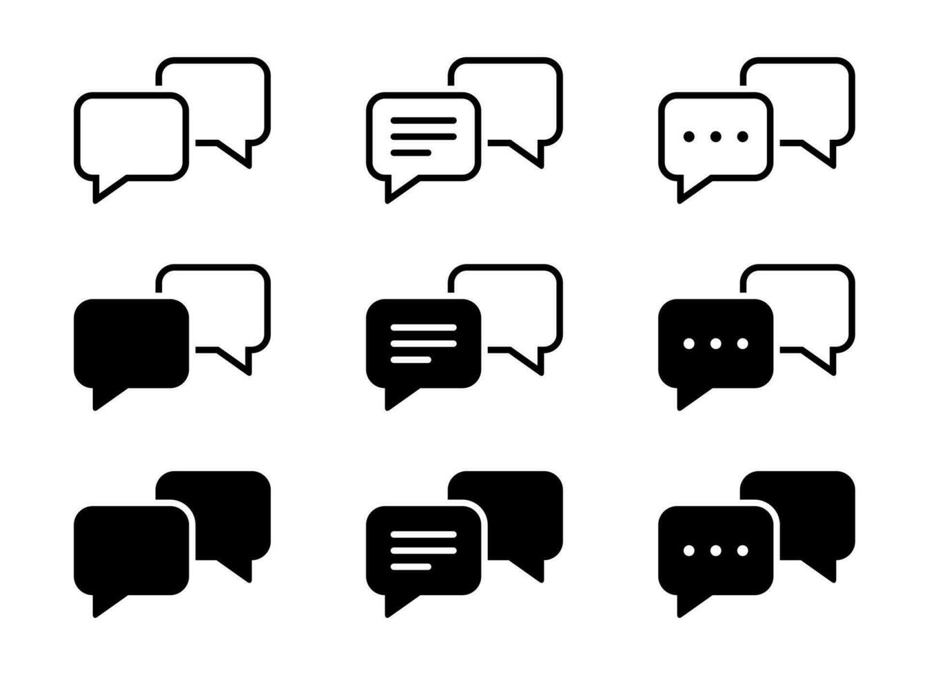 Text message icon vector set collection. Speech bubble symbol in trendy ...