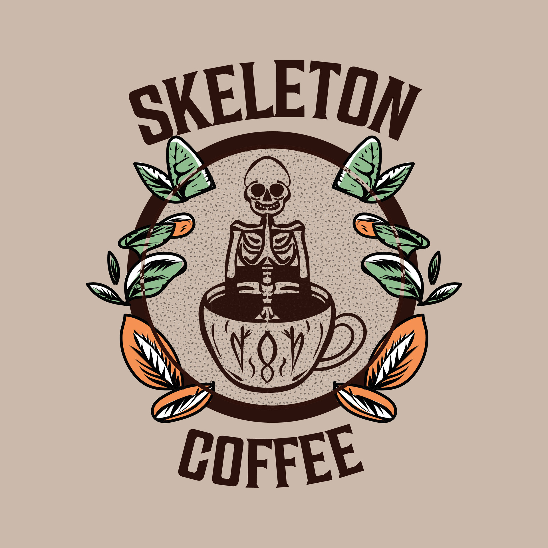 skeleton with coffee vector logo design 35154526 Vector Art at Vecteezy