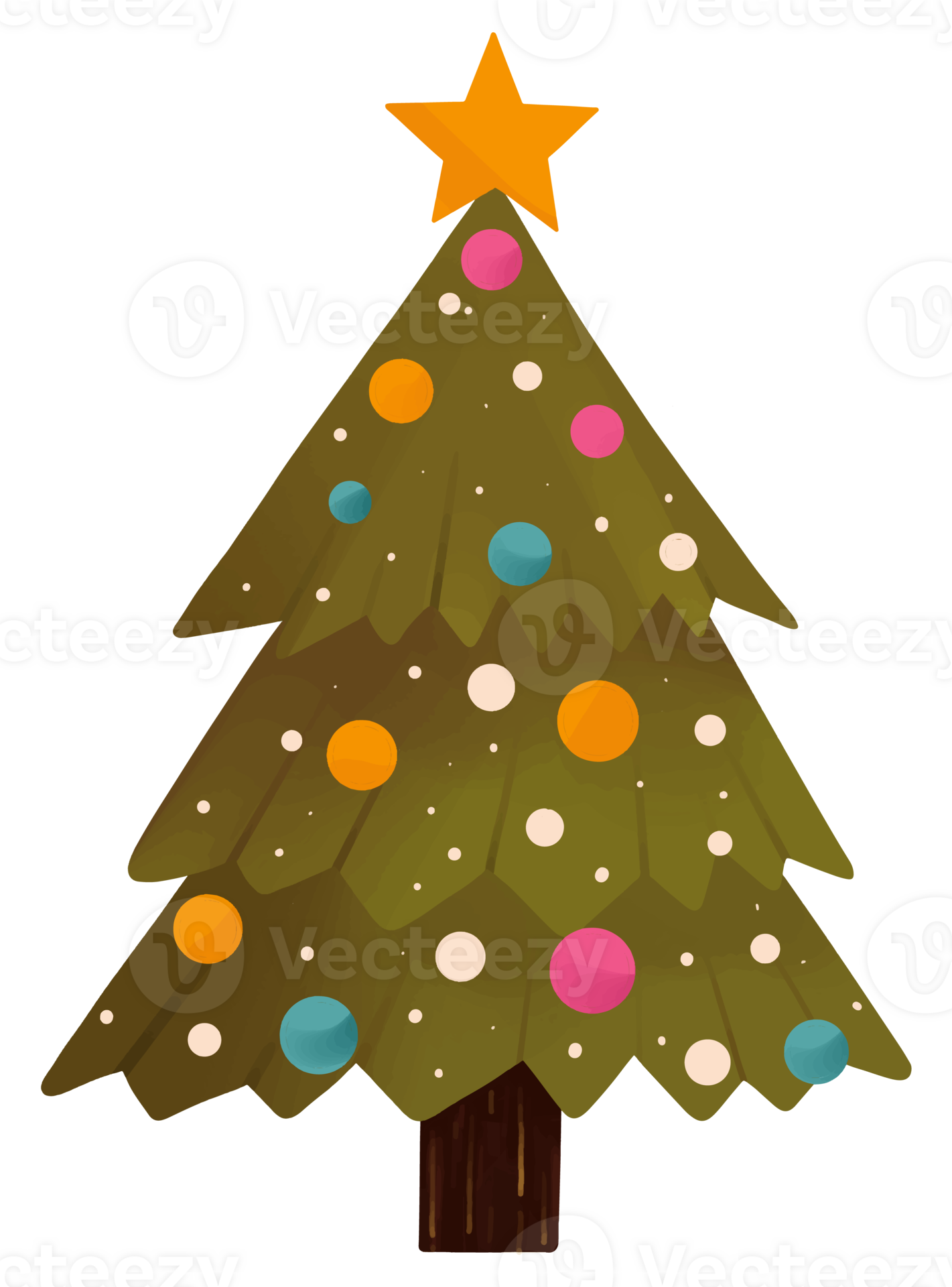 Colorful Christmas Tree Hand Drawn Style 35155580 Png