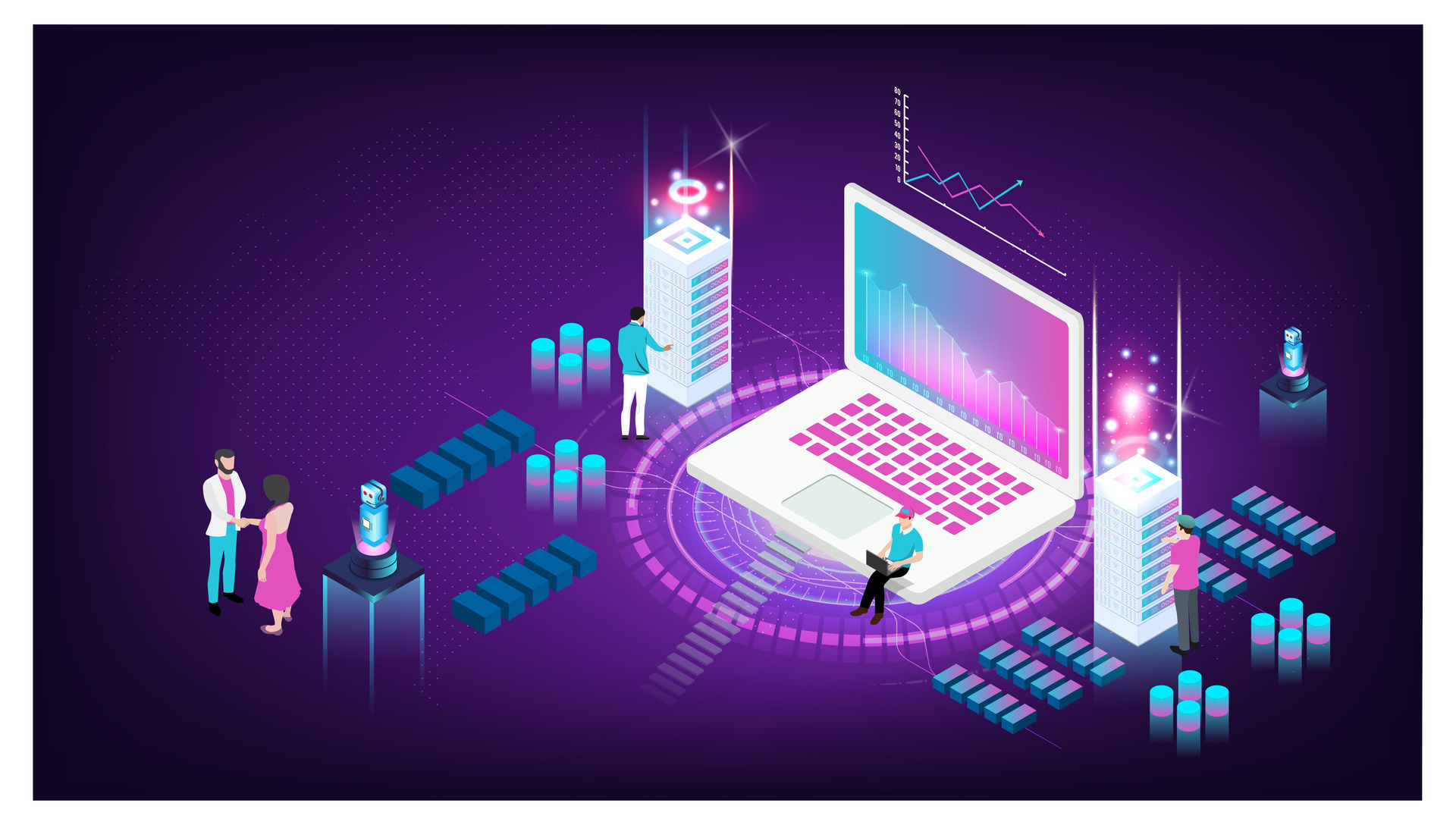 Concept Of Hosting Server Digital Information Technologies Big Data Flow Processing Digital