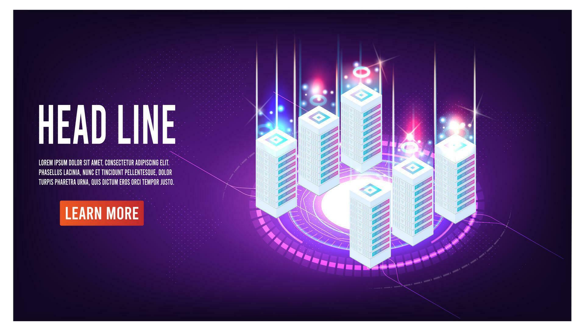 Concept of Big data flow processing, digital science lab, data center server room, cloud ...