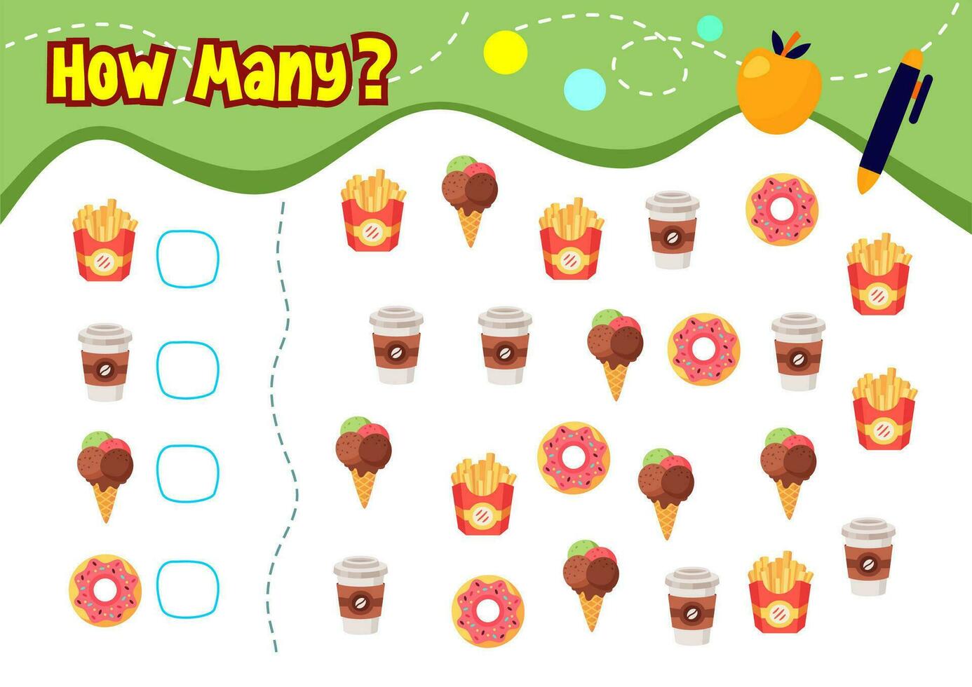 Counting Objects And Food Worksheet For Kids 35158697 Vector Art At counting-objects-and-food-worksheet-for-kids-35158697-vector-art-at