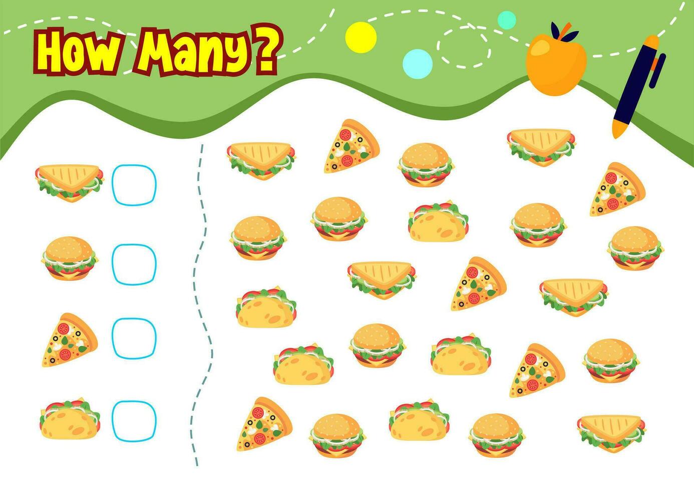 Counting Objects And Food Worksheet For Kids 35158707 Vector Art At counting-objects-and-food-worksheet-for-kids-35158707-vector-art-at