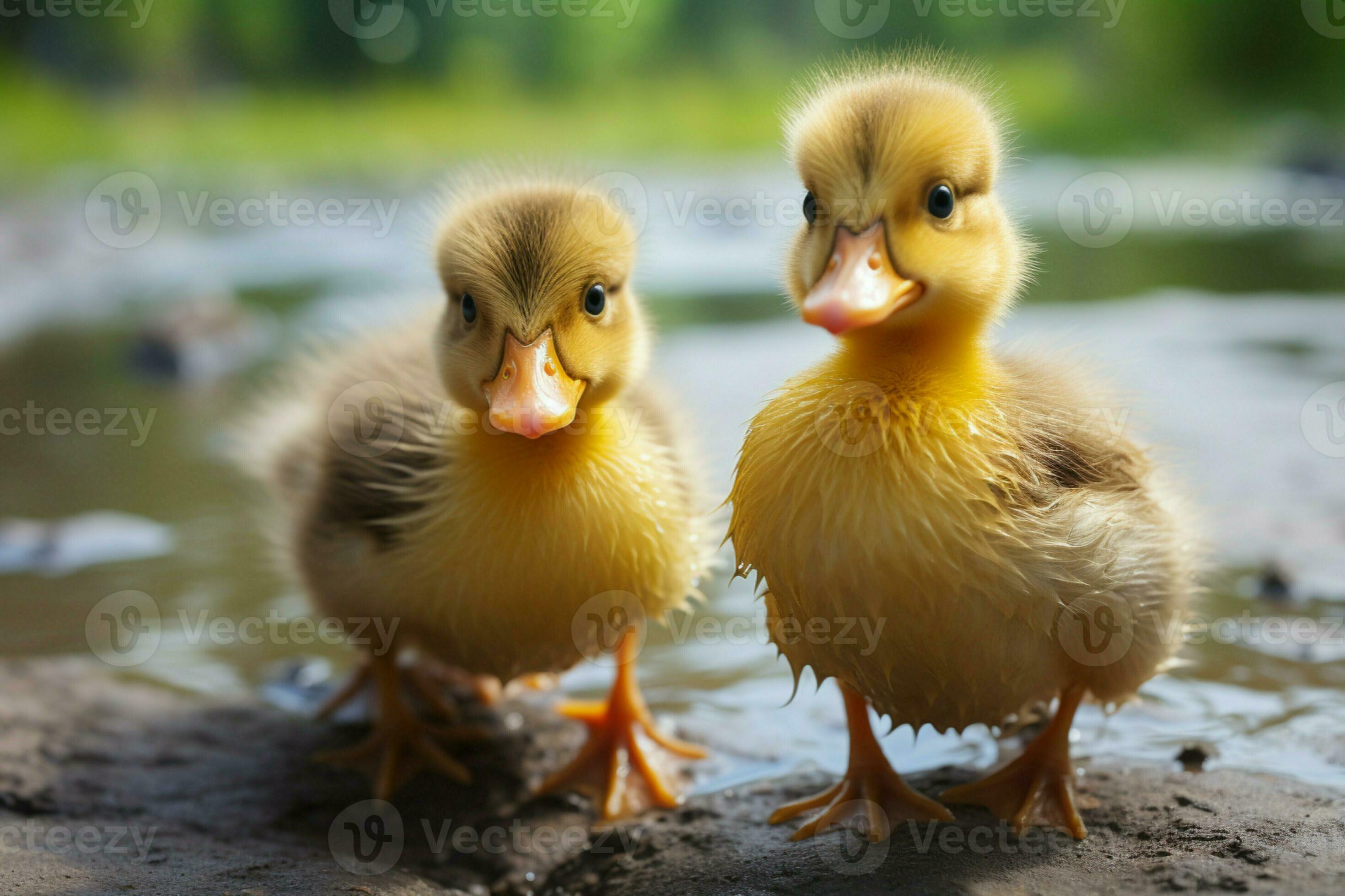 AI generated Cute fluffy small little yellow ducks AI Generated 35159150 Stock Photo at Vecteezy