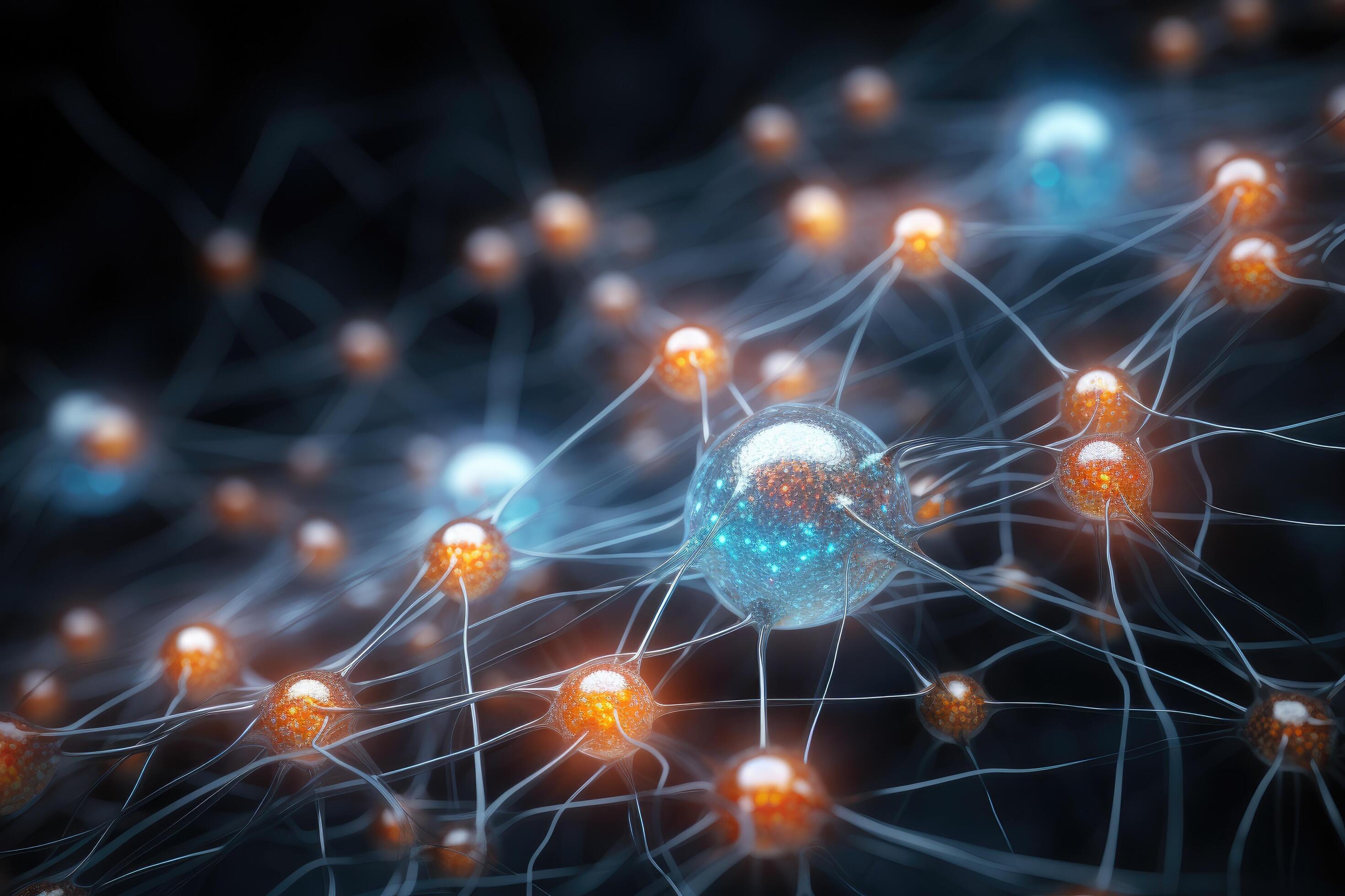 AI generated 3d rendering of neuron cell with neurons and nervous system. Science background ...