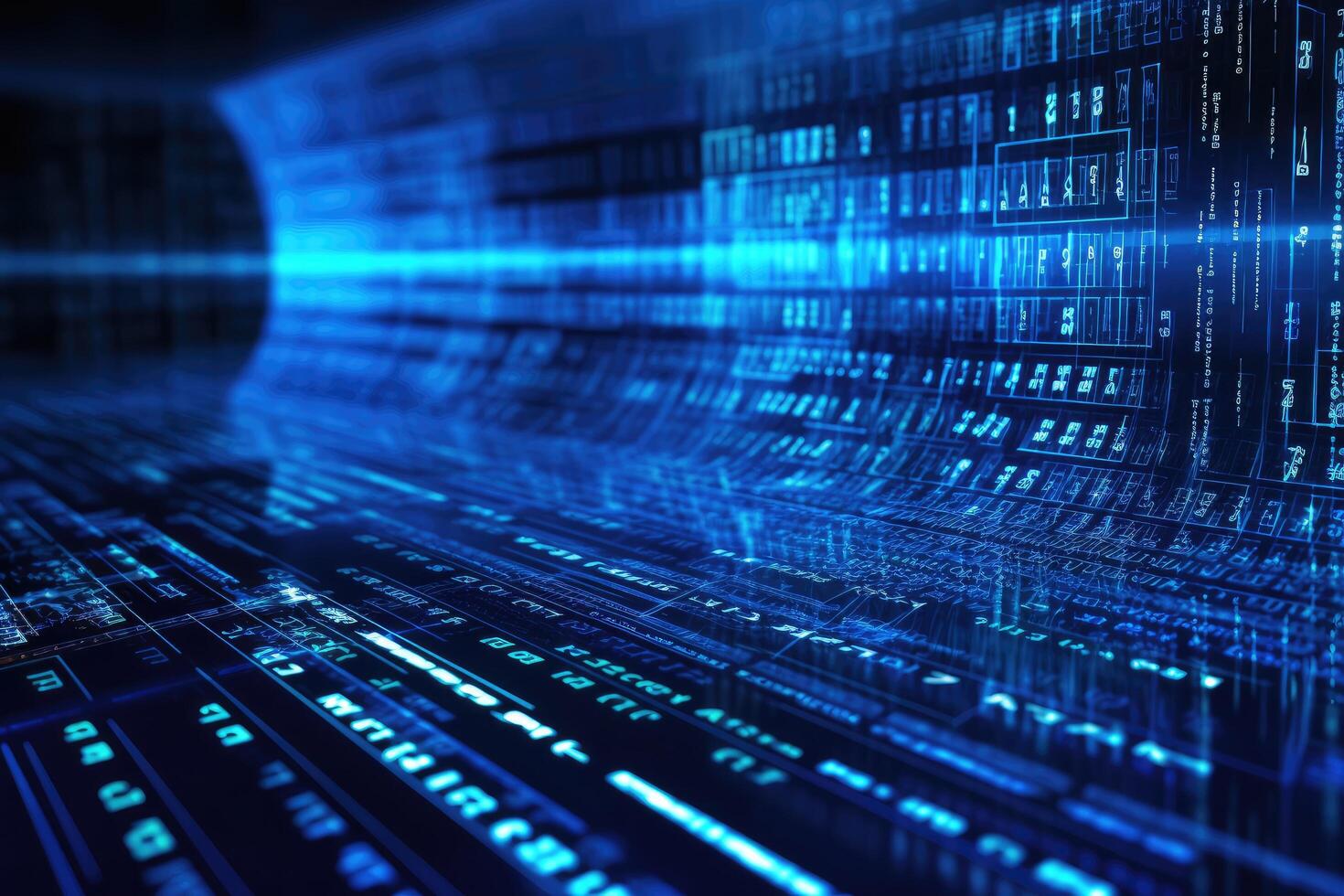 AI generated abstract glowing binary code on a blue background. 3d ...