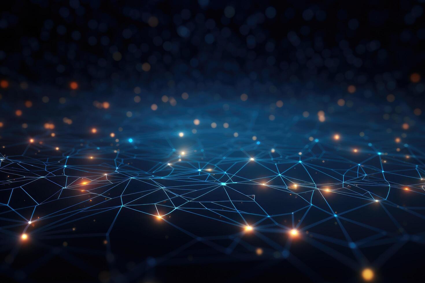 AI generated Abstract network connection on dark blue background. 3d rendering toned image ...