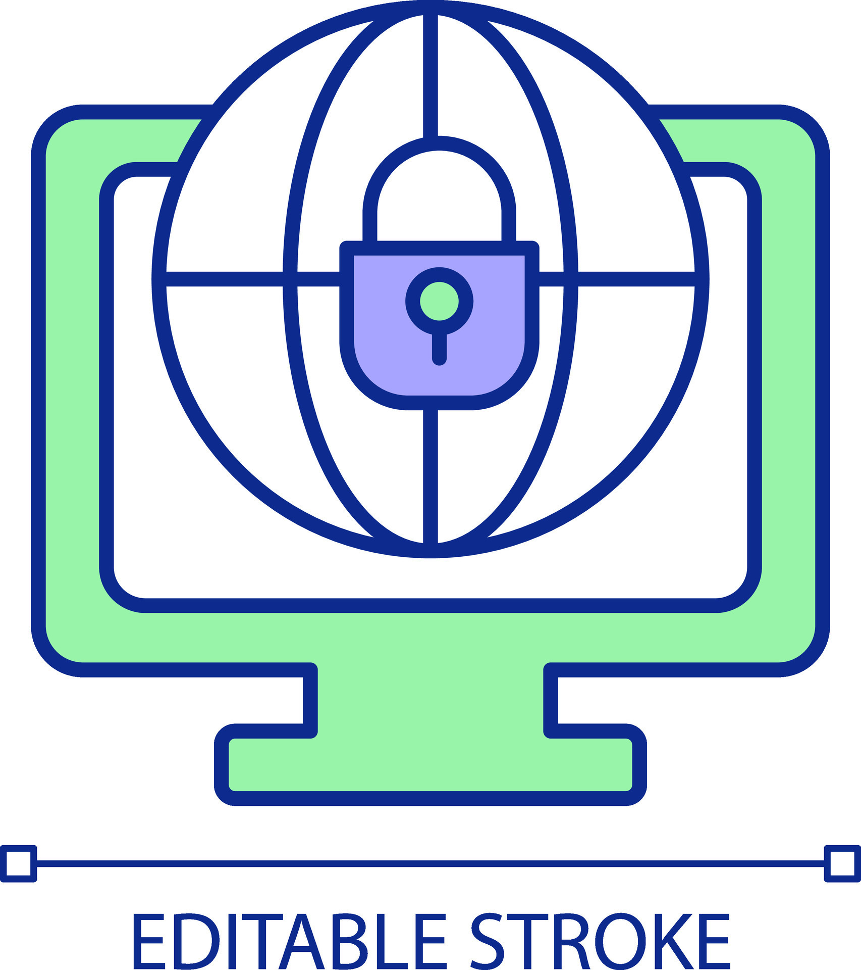2d Editable International Cybersecurity Icon Representing Cyber Law Isolated Vector Thin Line