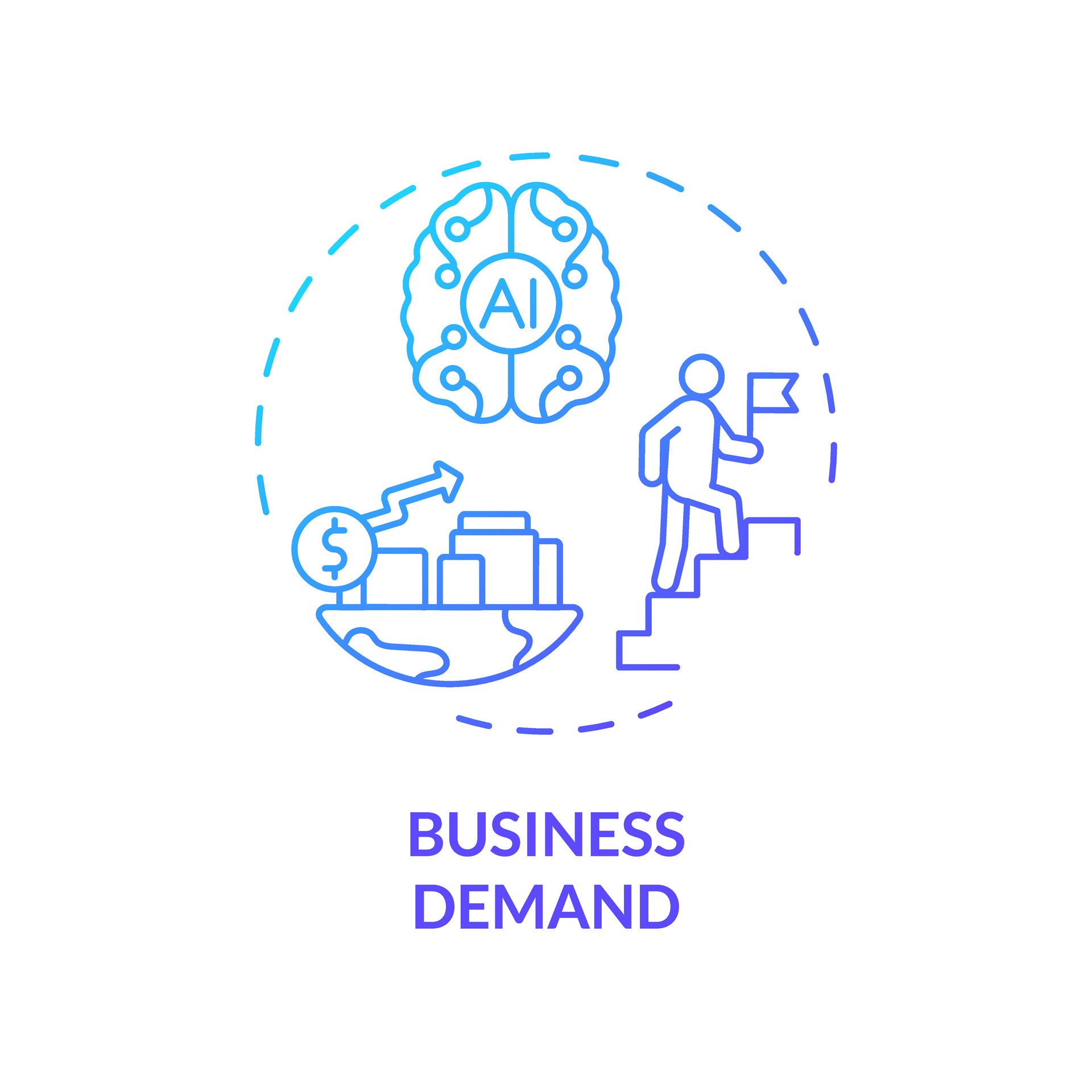 2D gradient business demand icon, isolated vector, AI engineer creative ...