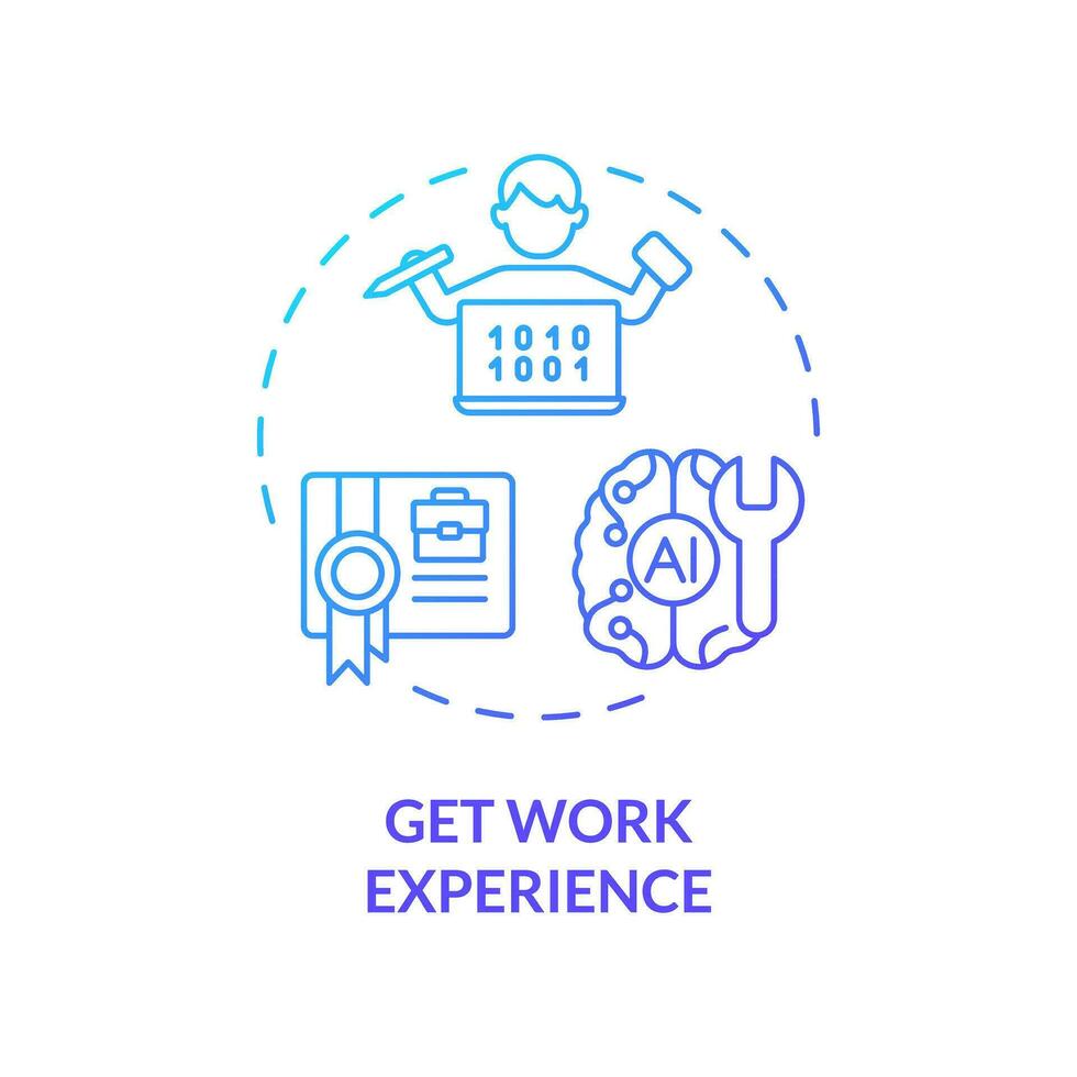 2D gradient get work experience icon, isolated vector, AI engineer creative thin line ...