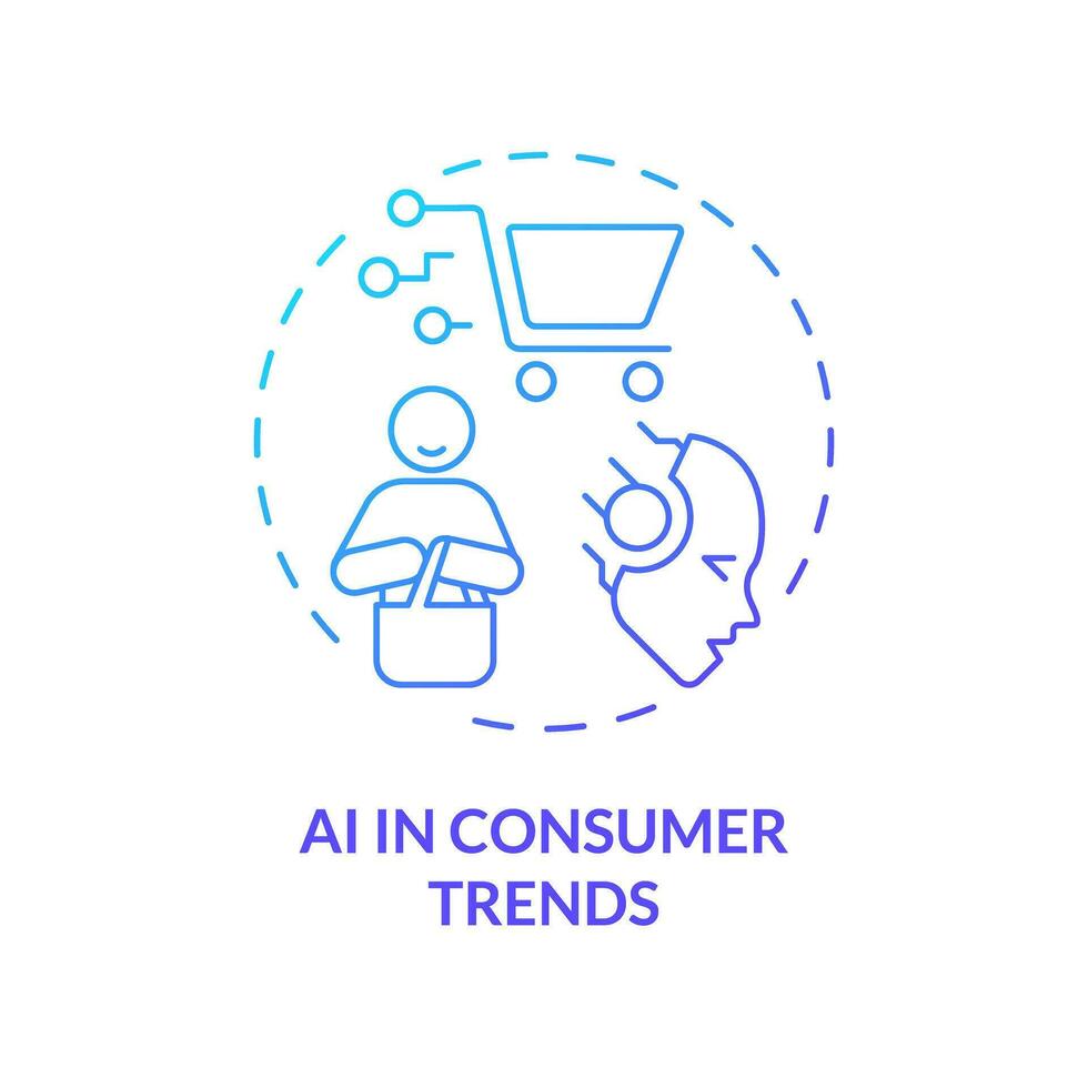 2D gradient AI in consumer trends icon, isolated vector, AI engineer creative thin line ...