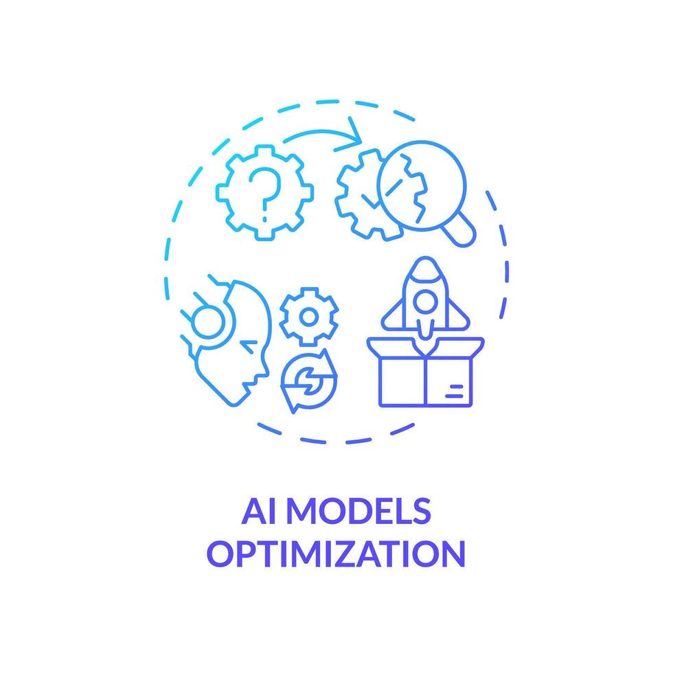 2D gradient AI models optimization icon, isolated vector, AI engineer creative thin line ...