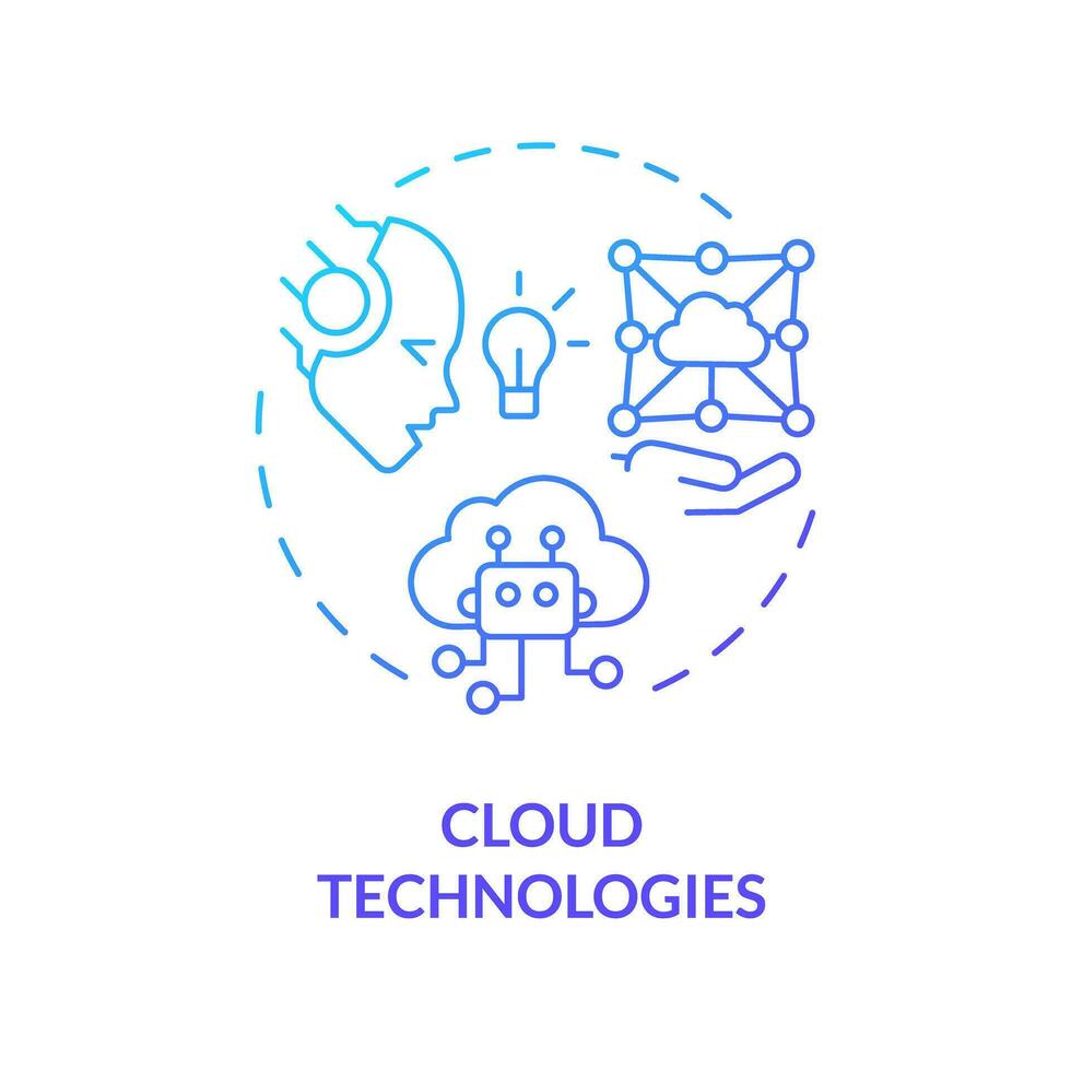 2d Gradient Cloud Technologies Icon Isolated Vector Ai Engineer Creative Thin Line