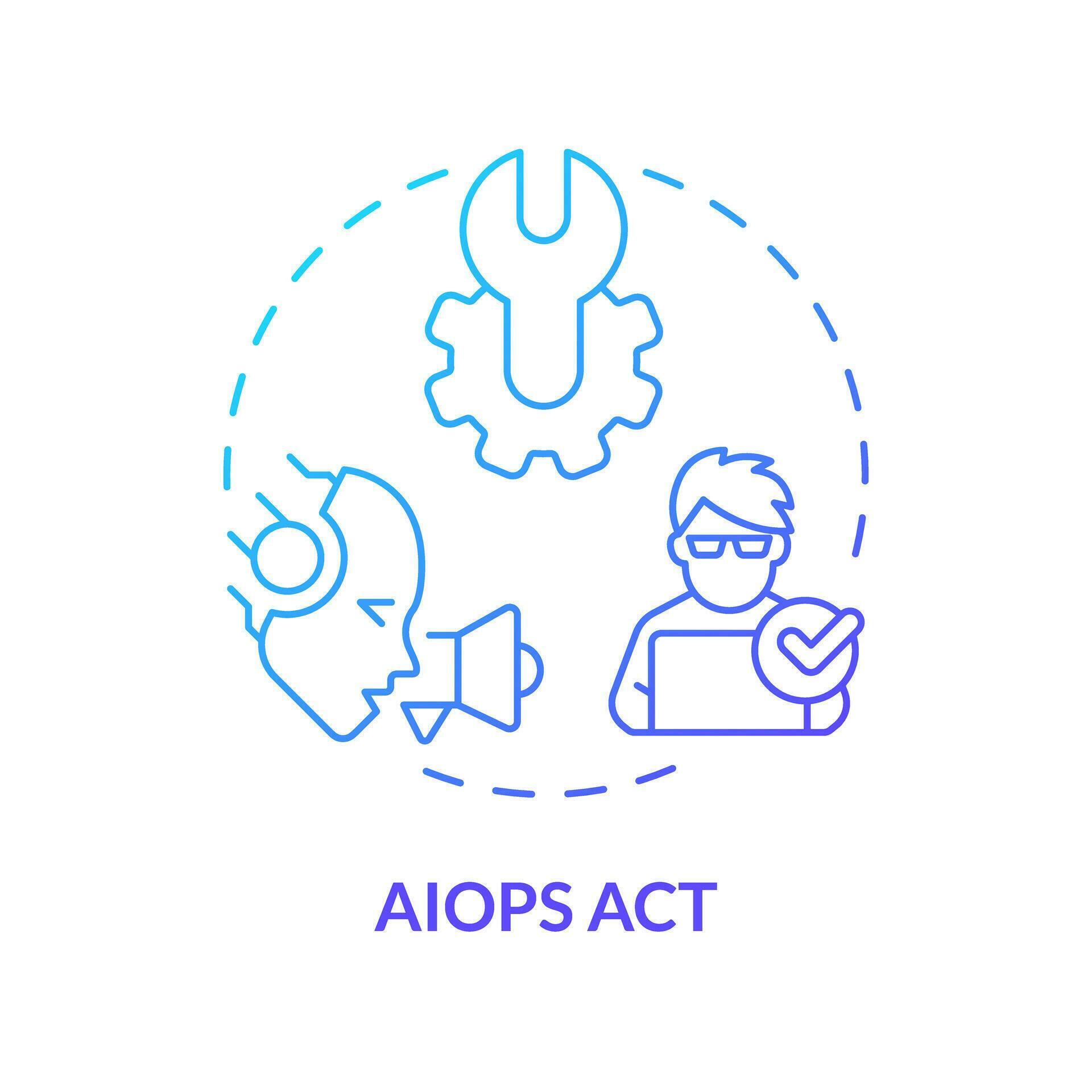 2D AI ops act gradient icon representing AI ops, isolated vector, blue thin line illustration ...