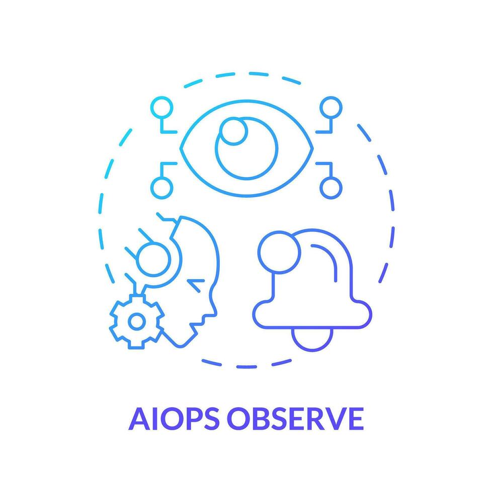 2d Ai Ops Observe Gradient Icon Representing Ai Ops Isolated Vector Blue Thin Line