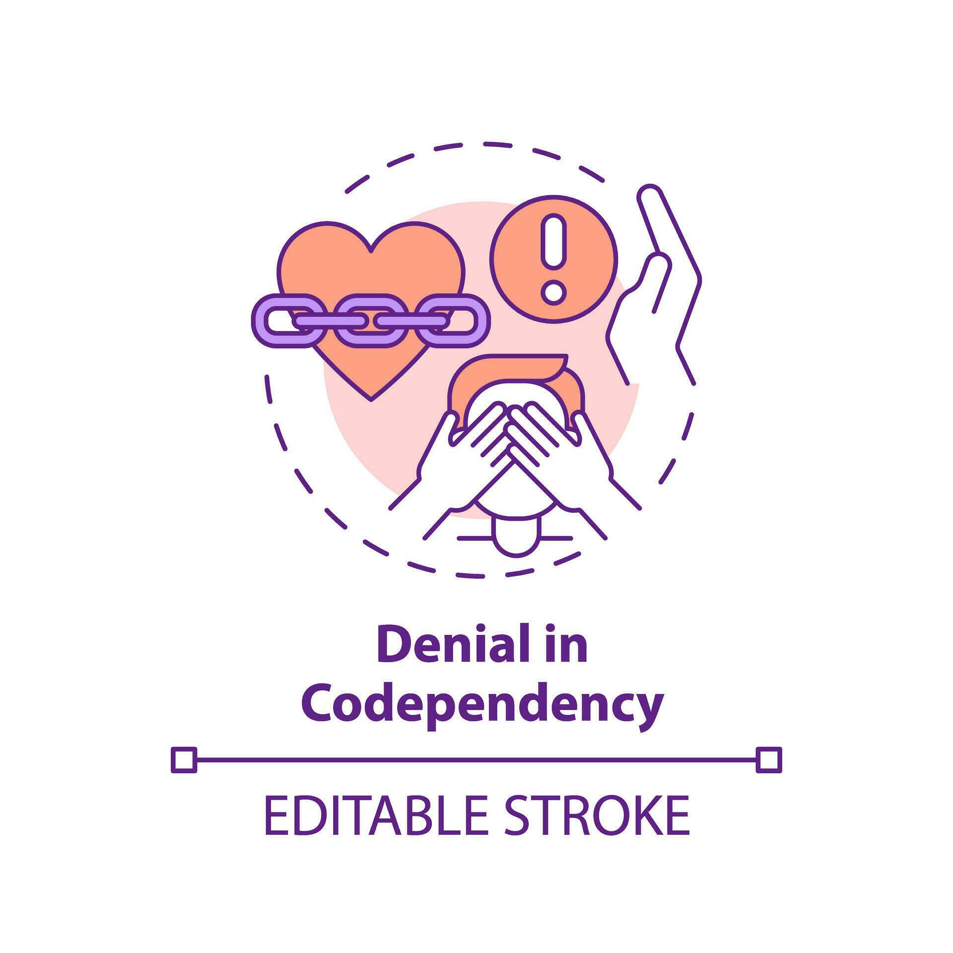2D editable thin line icon denial in codependency concept, isolated ... 2D editable thin line icon denial in codependency concept, isolated ...