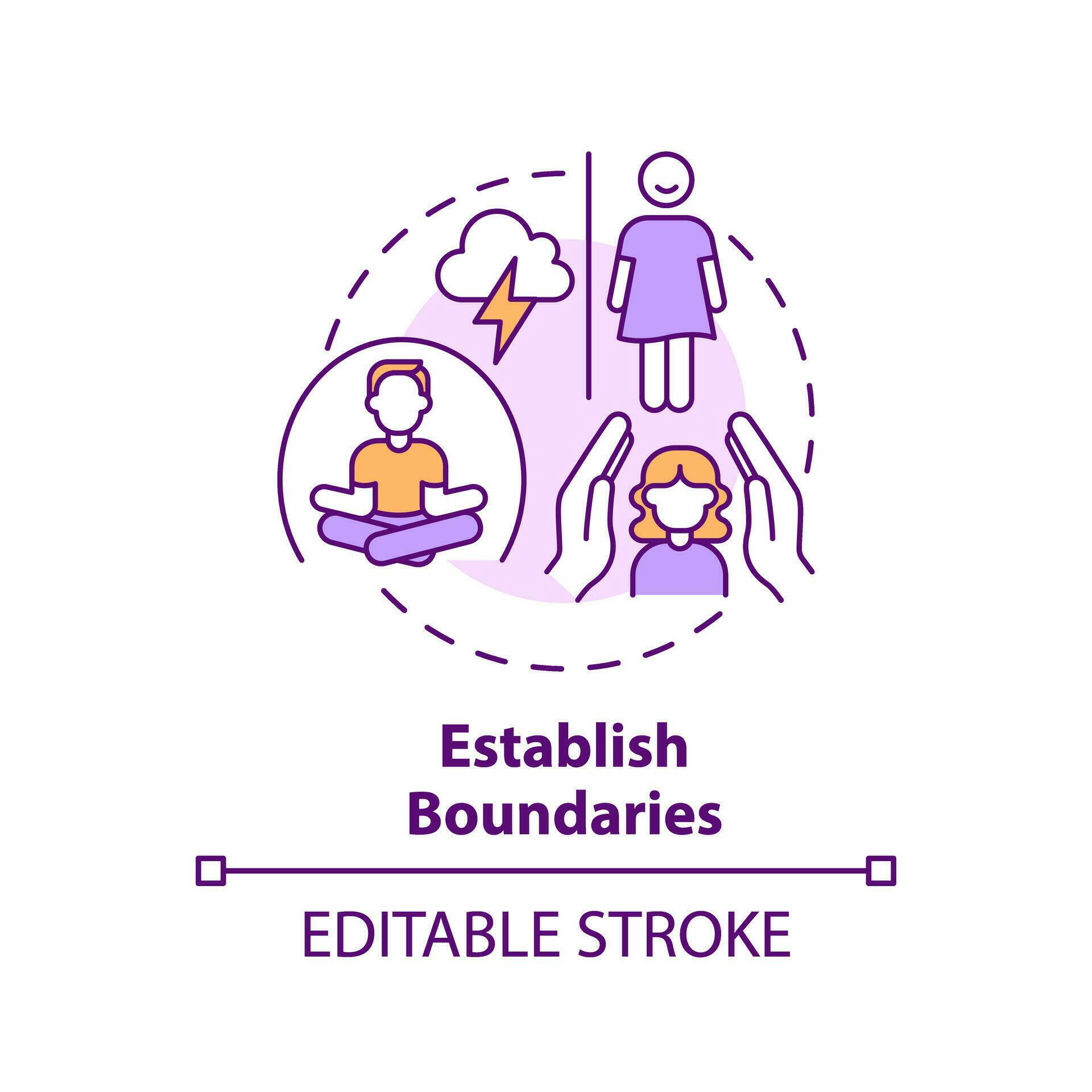 2D editable thin line icon establish boundaries concept, isolated vector, multicolor ...