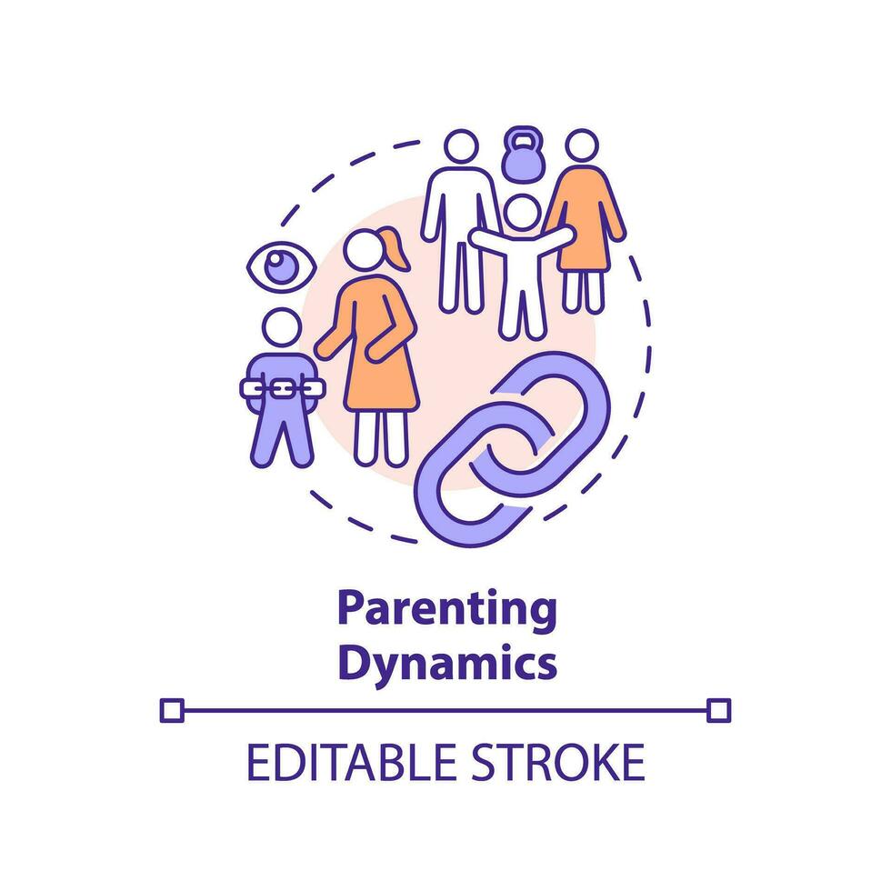 2D editable thin line icon parenting dynamics concept, isolated vector, multicolor illustration ...