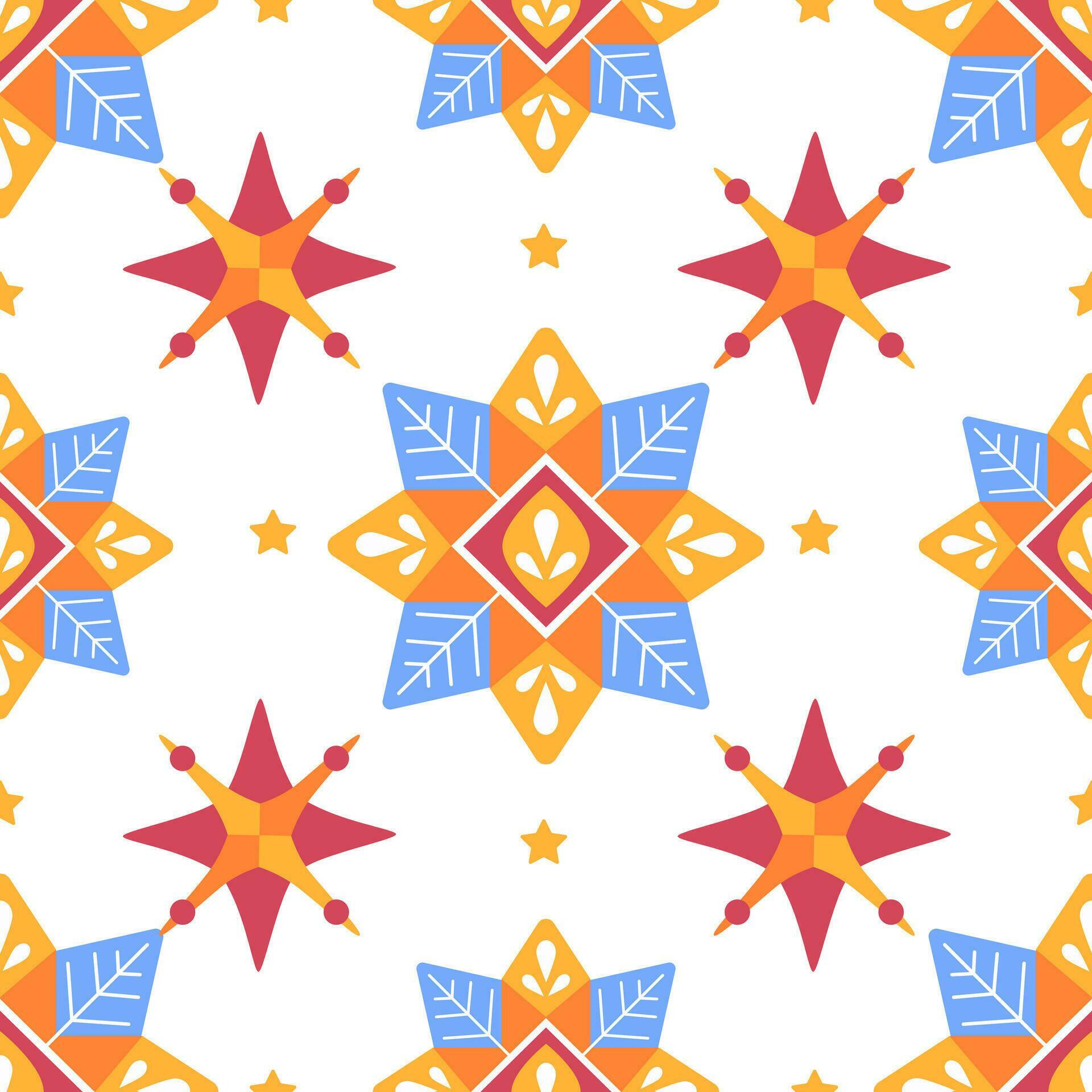 Vector Christmas pattern with Christmas stars in cartoon style ...