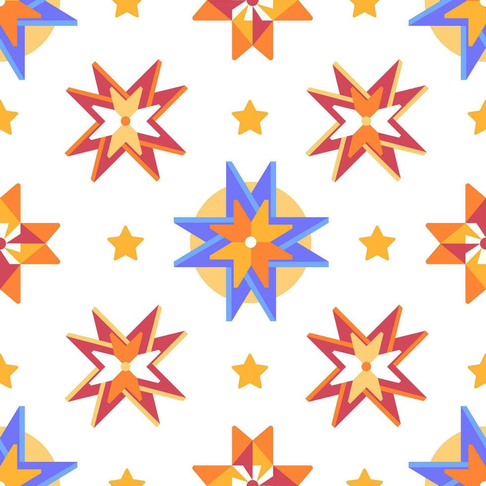 Vector Christmas pattern with Christmas stars in cartoon style ...