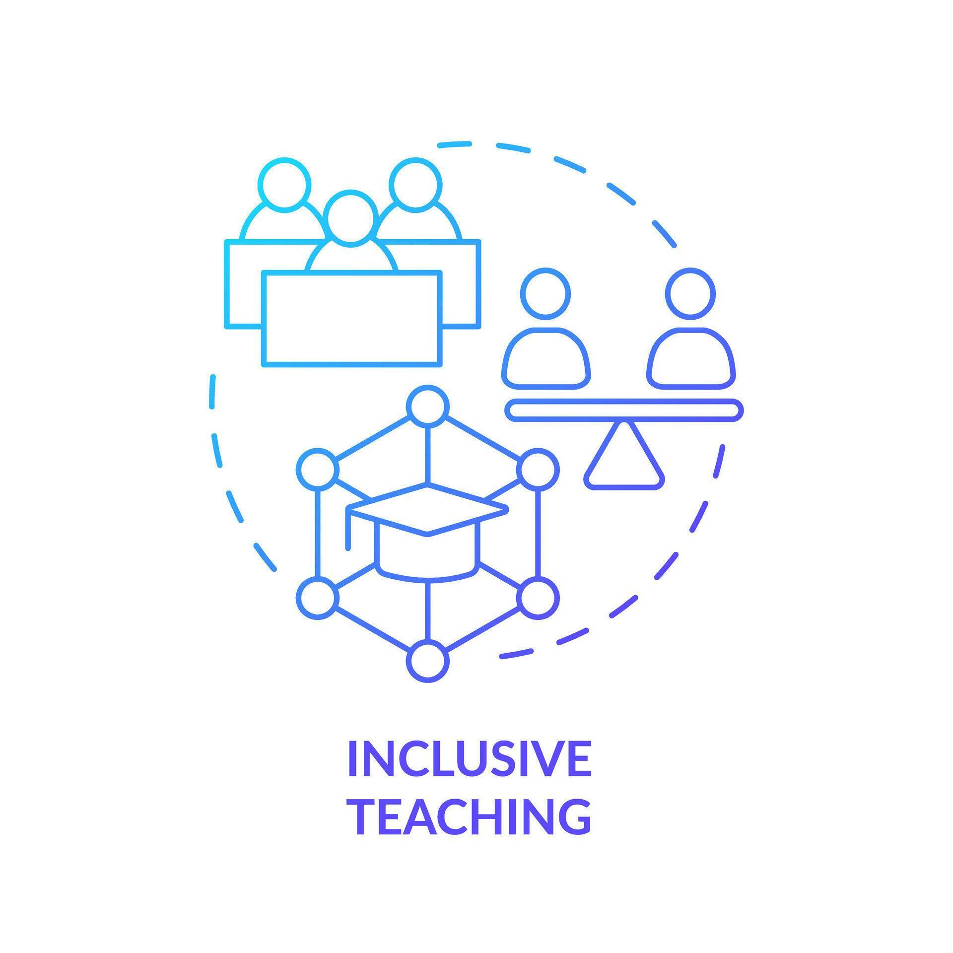 2D gradient inclusive teaching icon, simple vector, thin line illustration representing learning ...