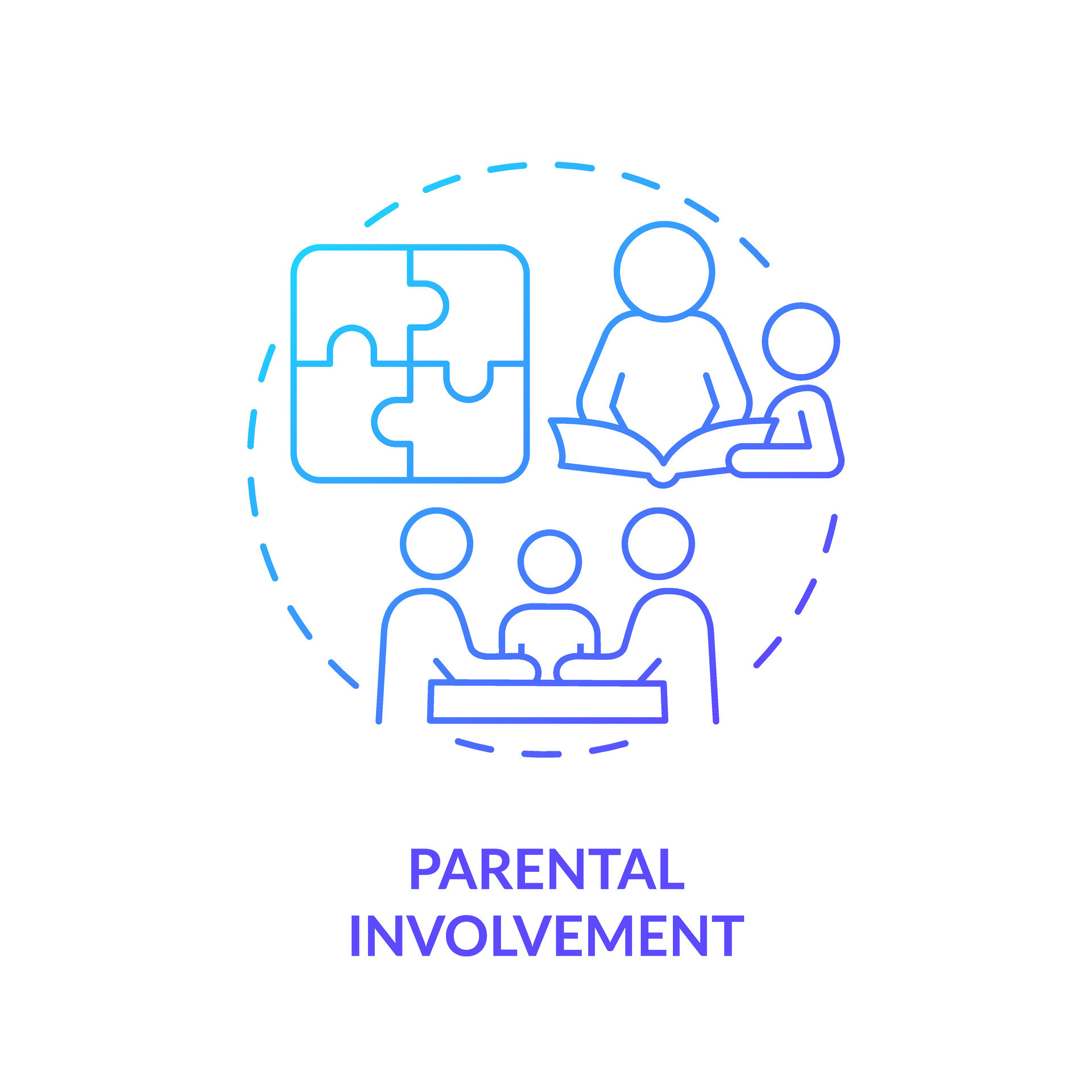 2D gradient parental involvement icon, simple vector, thin line illustration representing ...