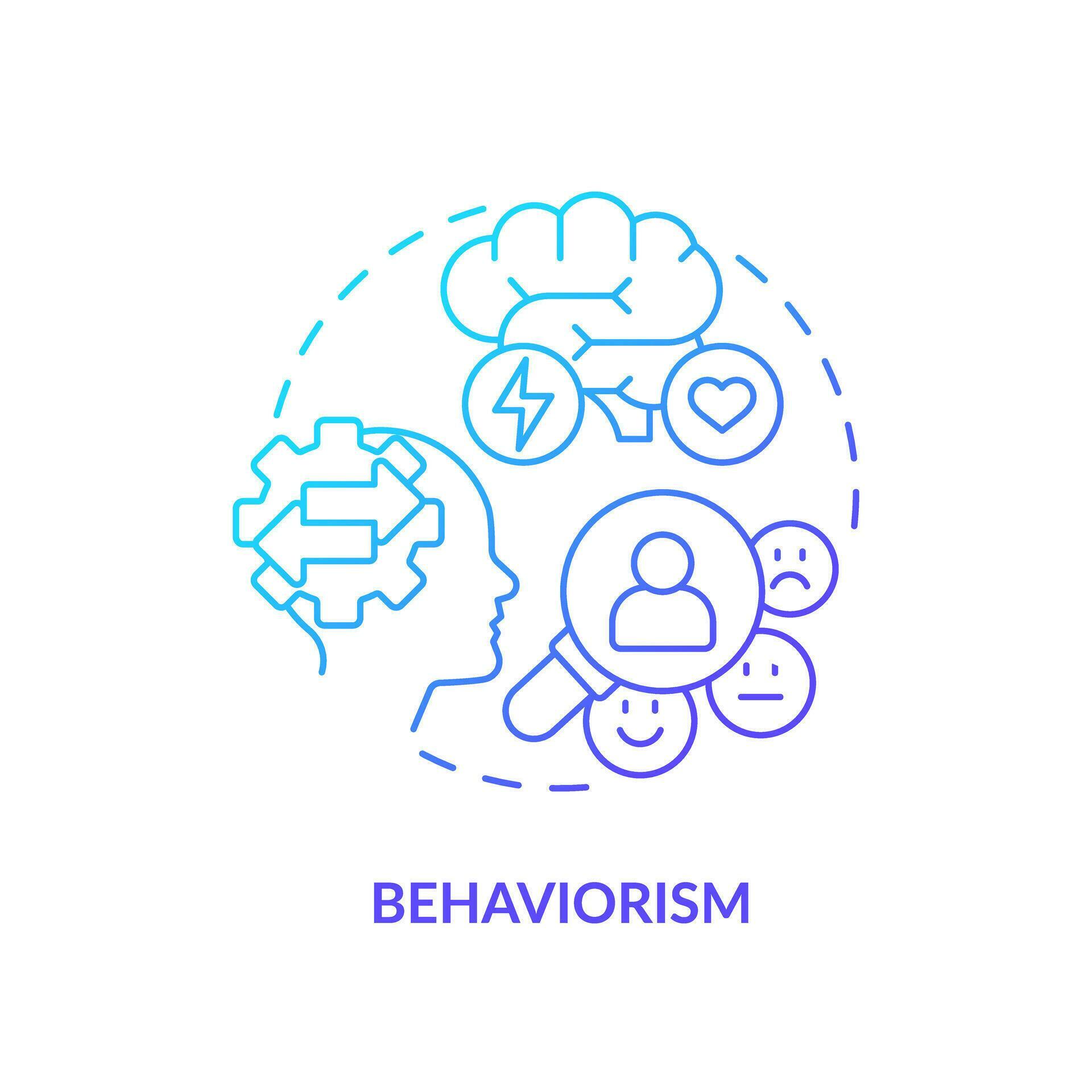 2D gradient behaviorism icon, simple vector, thin line illustration representing learning ...