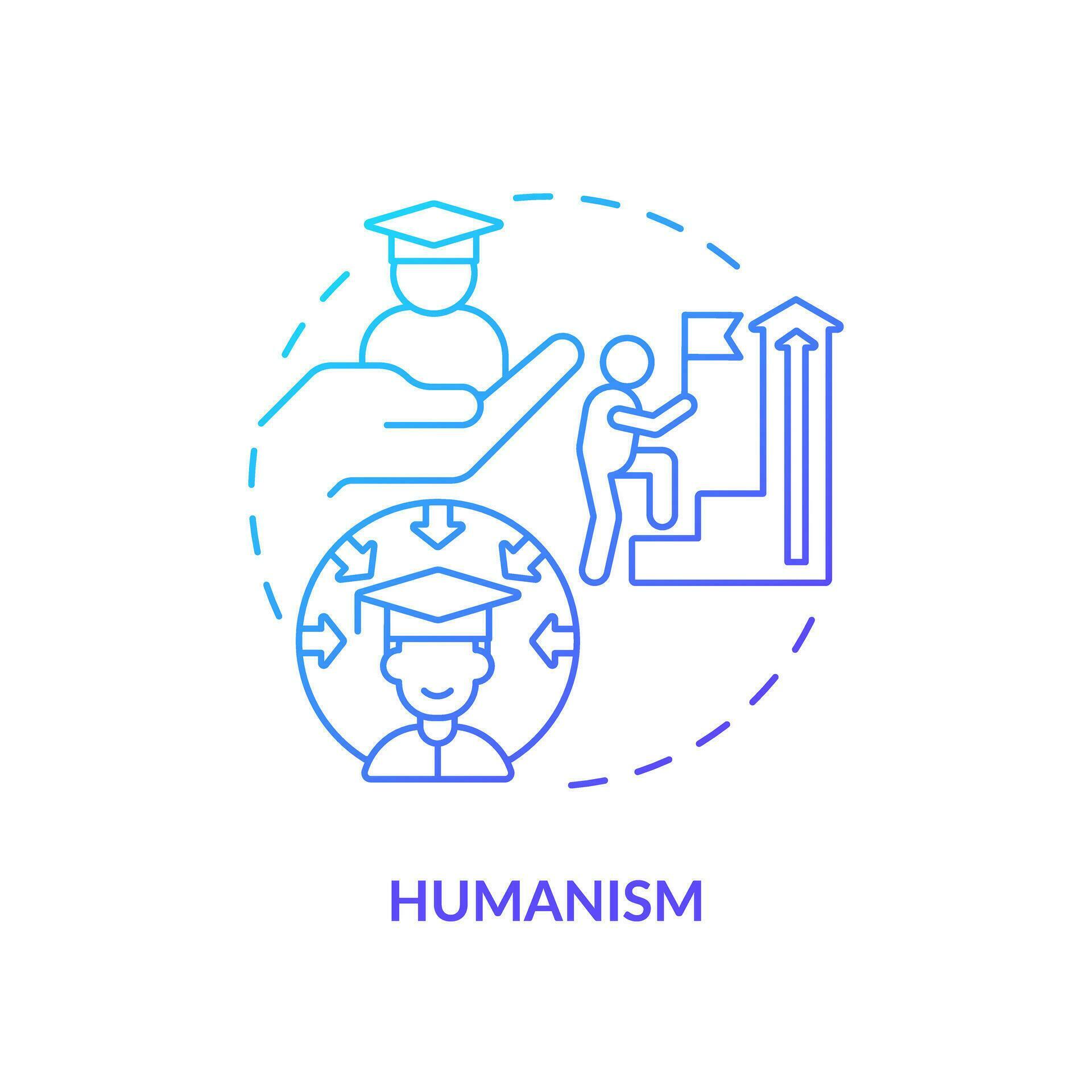 2D gradient humanism icon, simple vector, thin line illustration representing learning theories ...