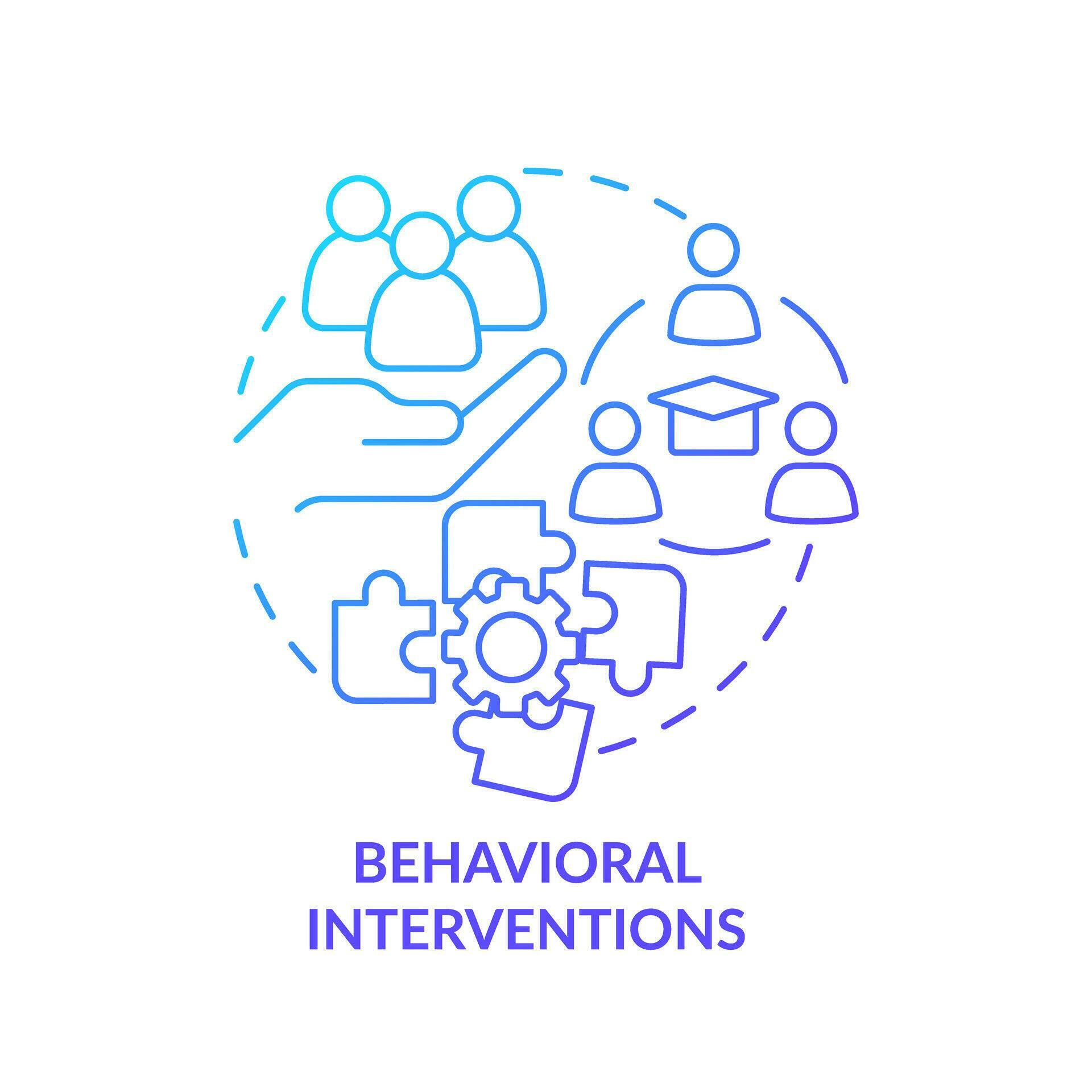 2D gradient behavioral interventions icon, simple vector, thin line illustration representing ...