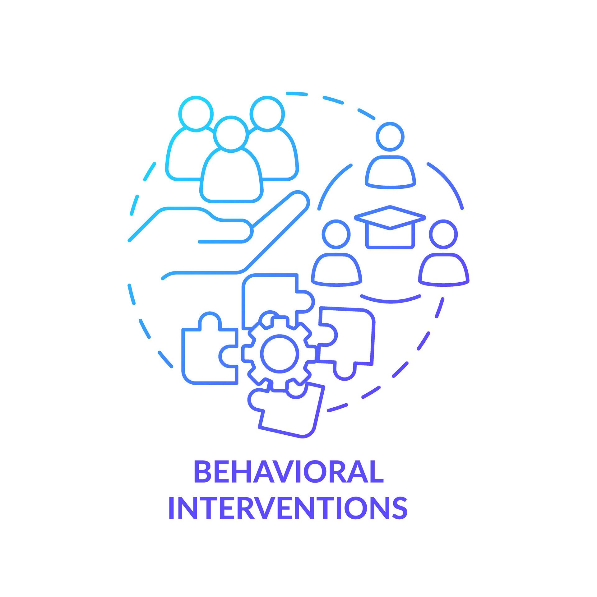 2D gradient behavioral interventions icon, simple vector, thin line ...