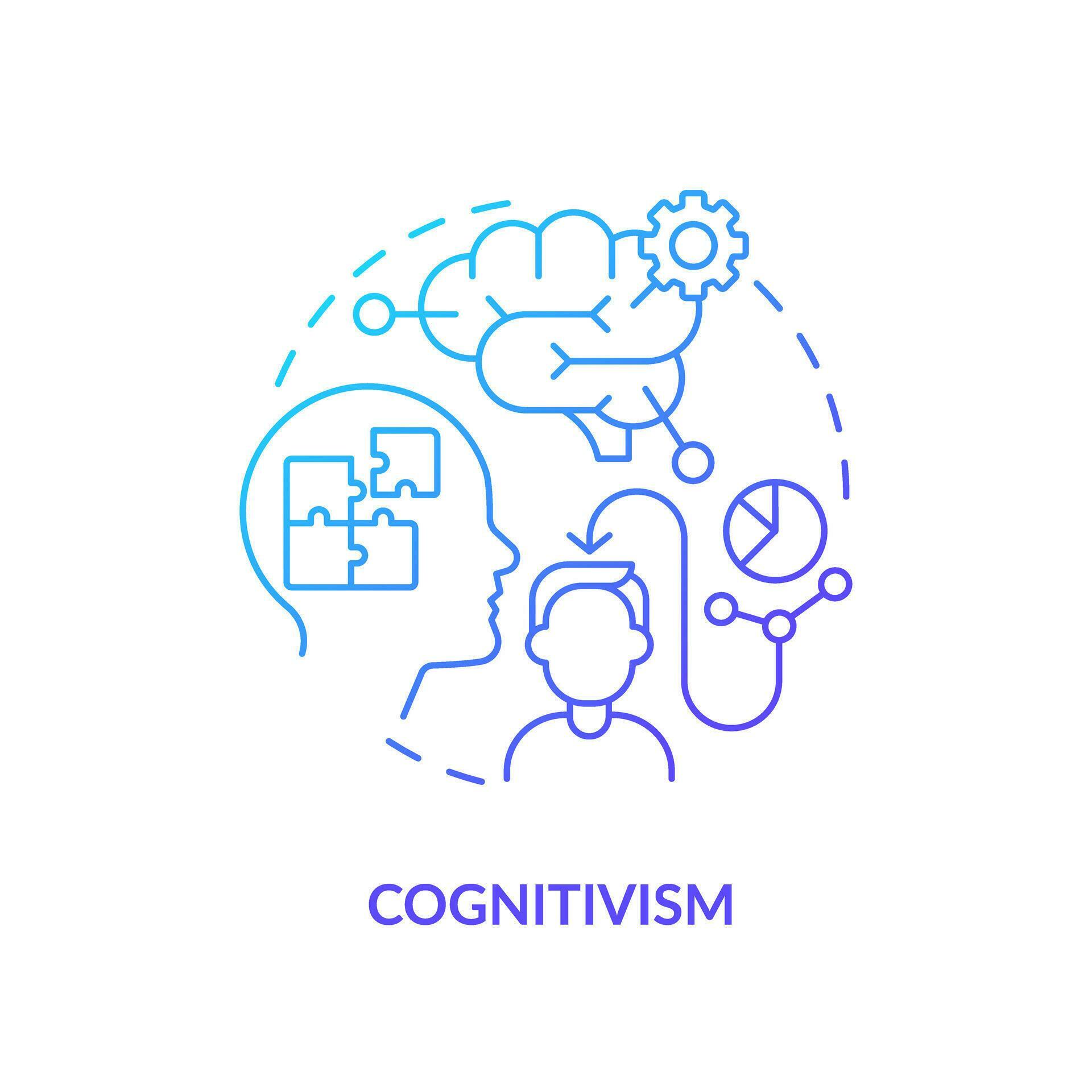 2D gradient cognitivism icon, simple vector, thin line illustration representing learning ...