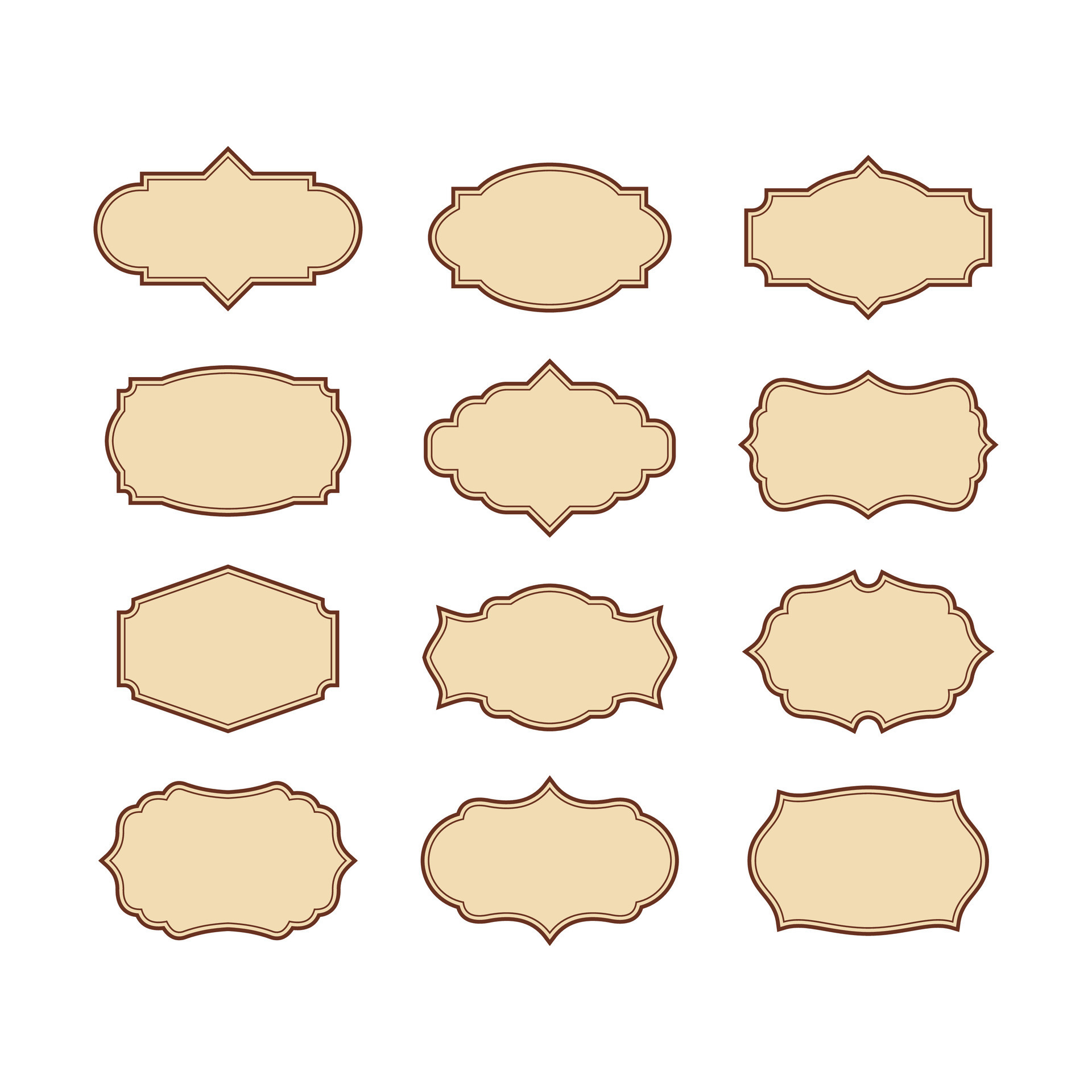 set of various empty vintage shape design, vintage frame collection template vector 35167766 ...