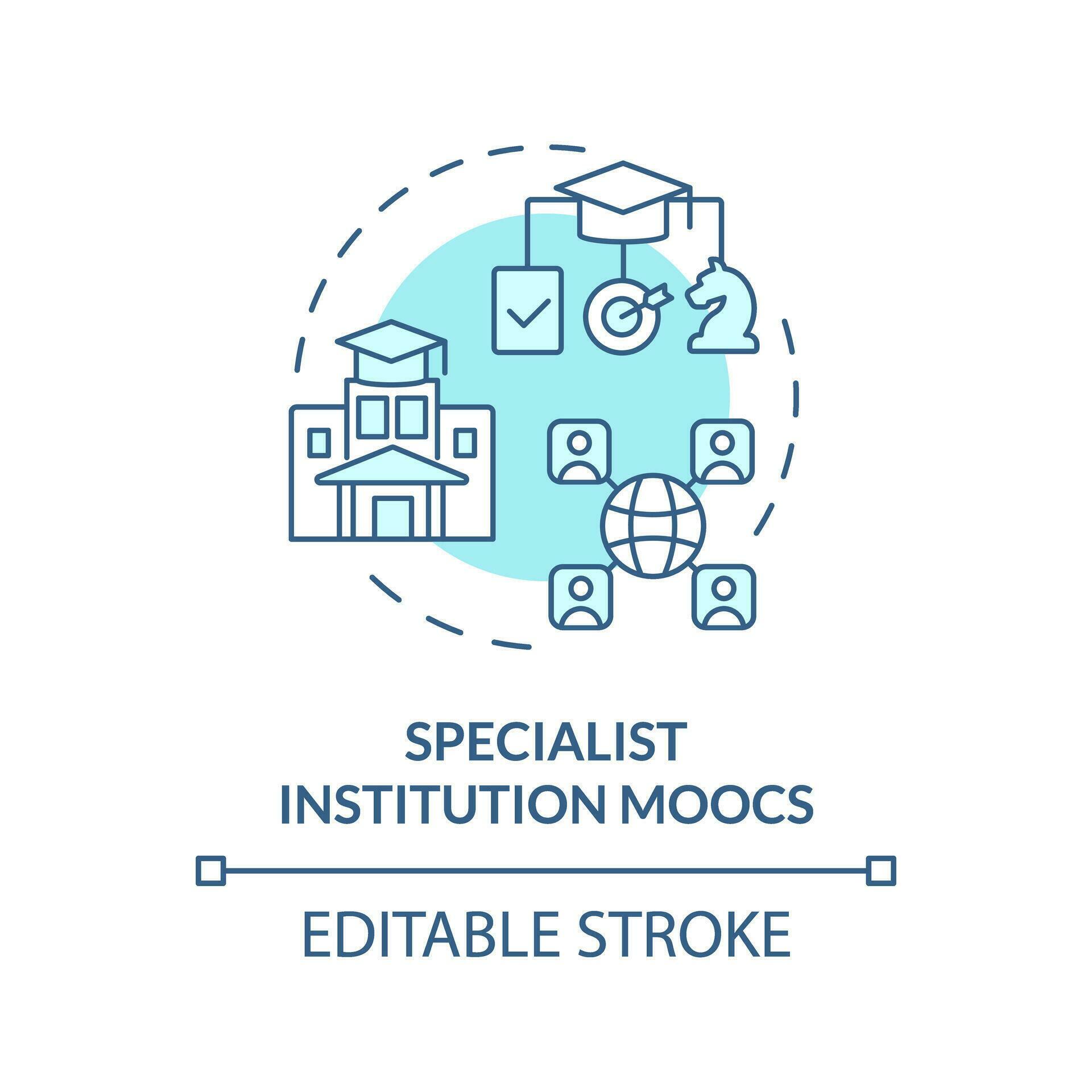 2d Editable Blue Icon Specialist Institution Moocs Concept