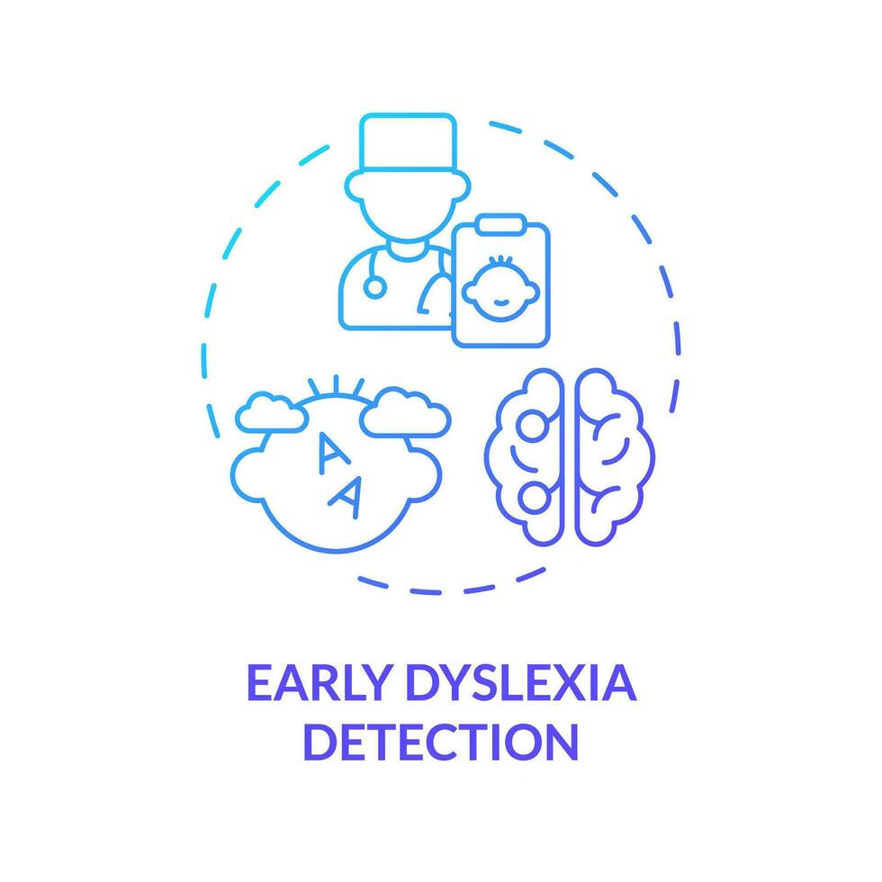2d Gradient Blue Icon Early Dyslexia Detection Concept Simple Isolated Vector Dyslexia Thin