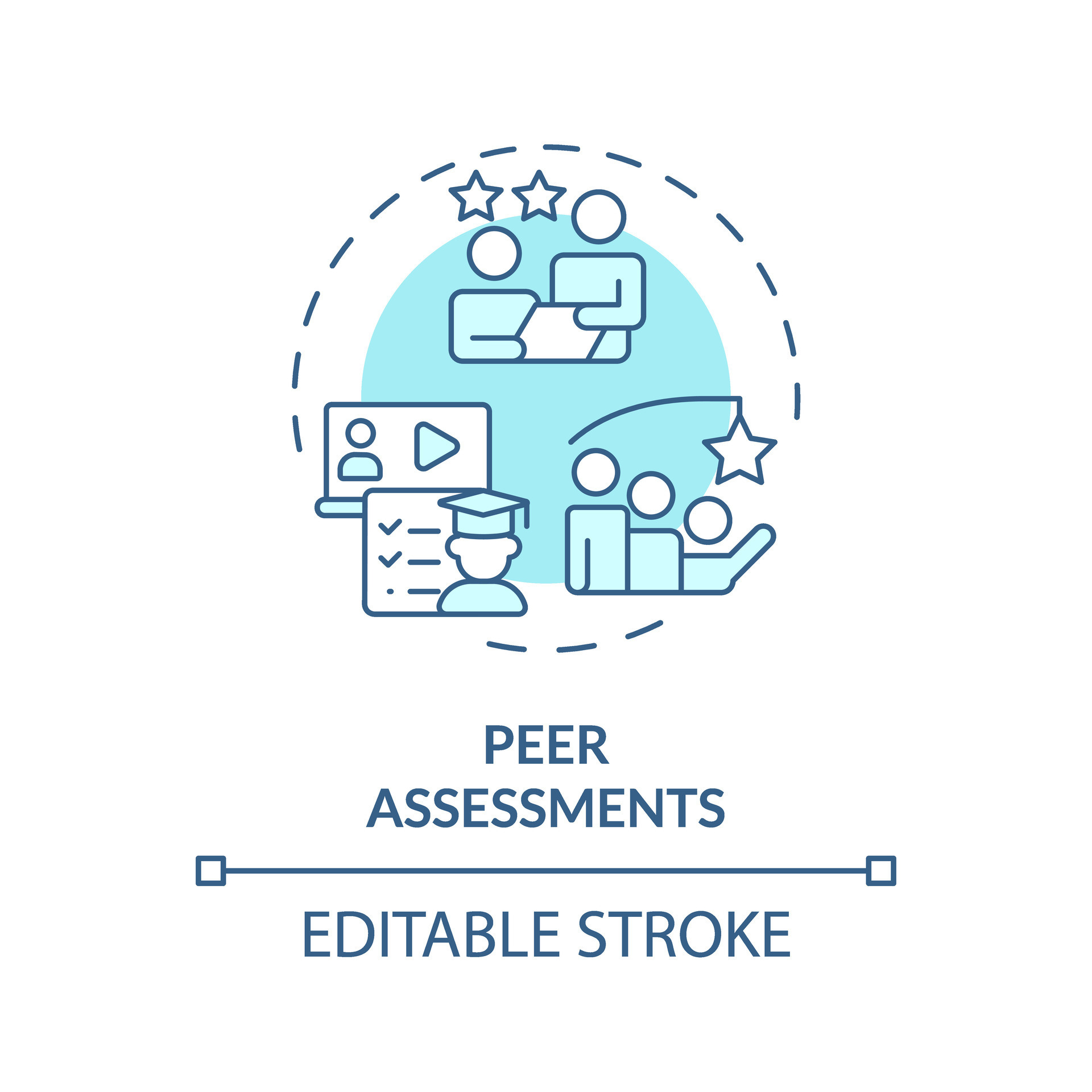 2d Editable Blue Icon Peer Assessments Concept Monochromatic Isolated Vector Mooc Thin Line