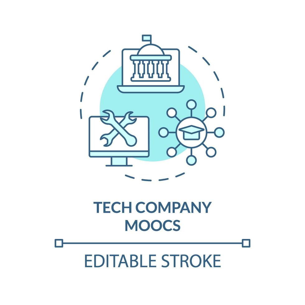 2d Editable Blue Icon Tech Company Moocs Concept Monochromatic