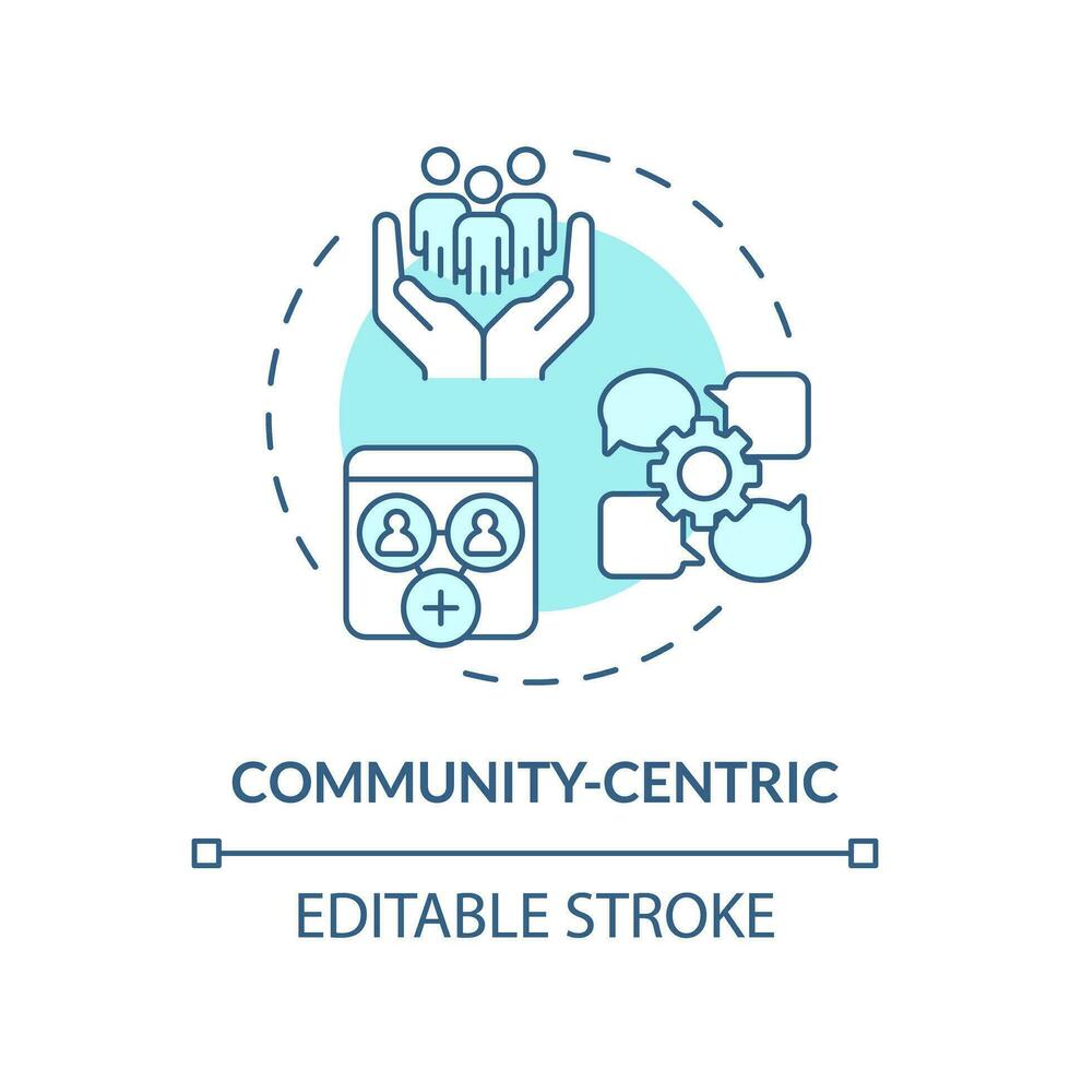 2d Editable Blue Icon Community Centric Concept Monochromatic Isolated