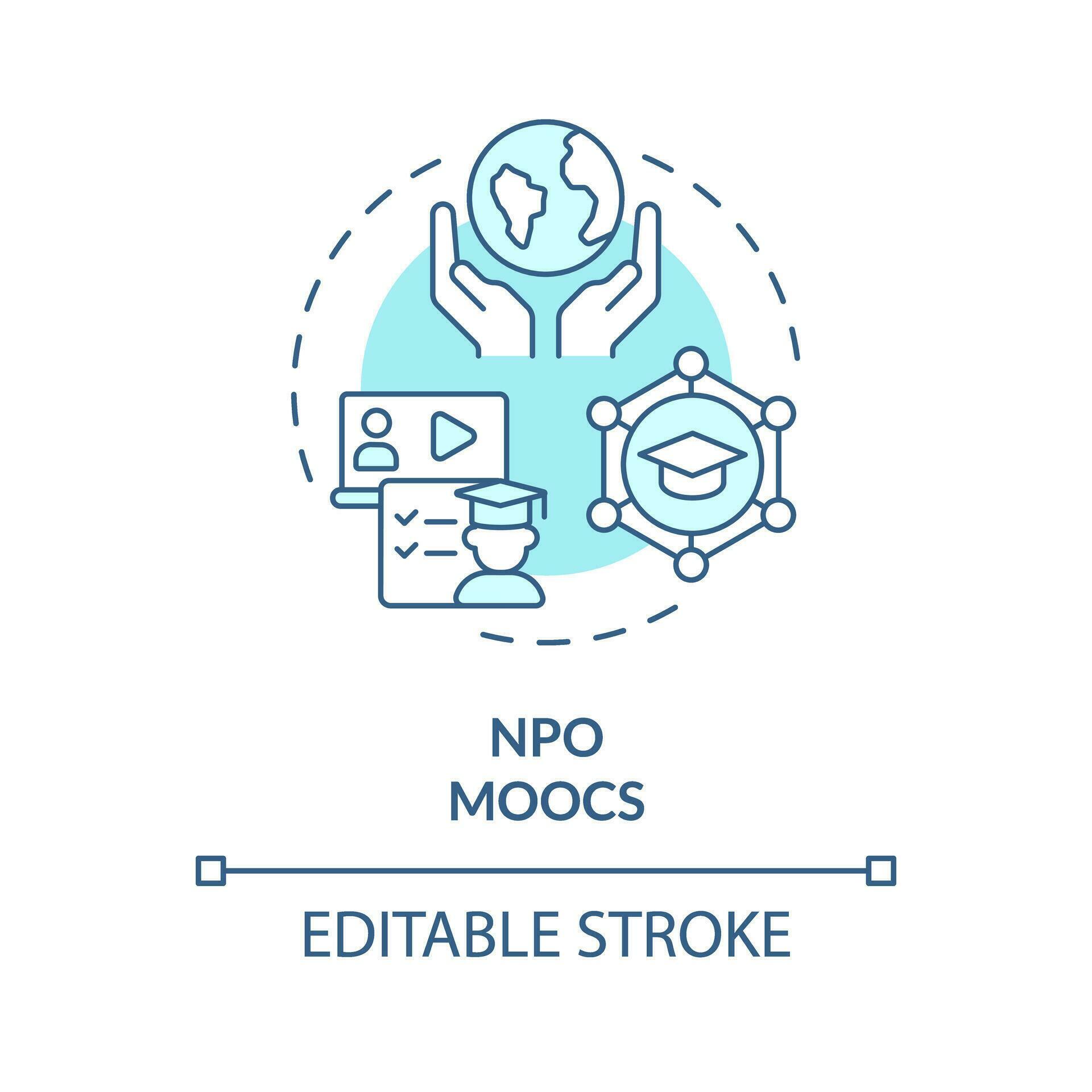 2D editable blue icon NPO MOOCs concept, monochromatic isolated vector, MOOC thin line ...