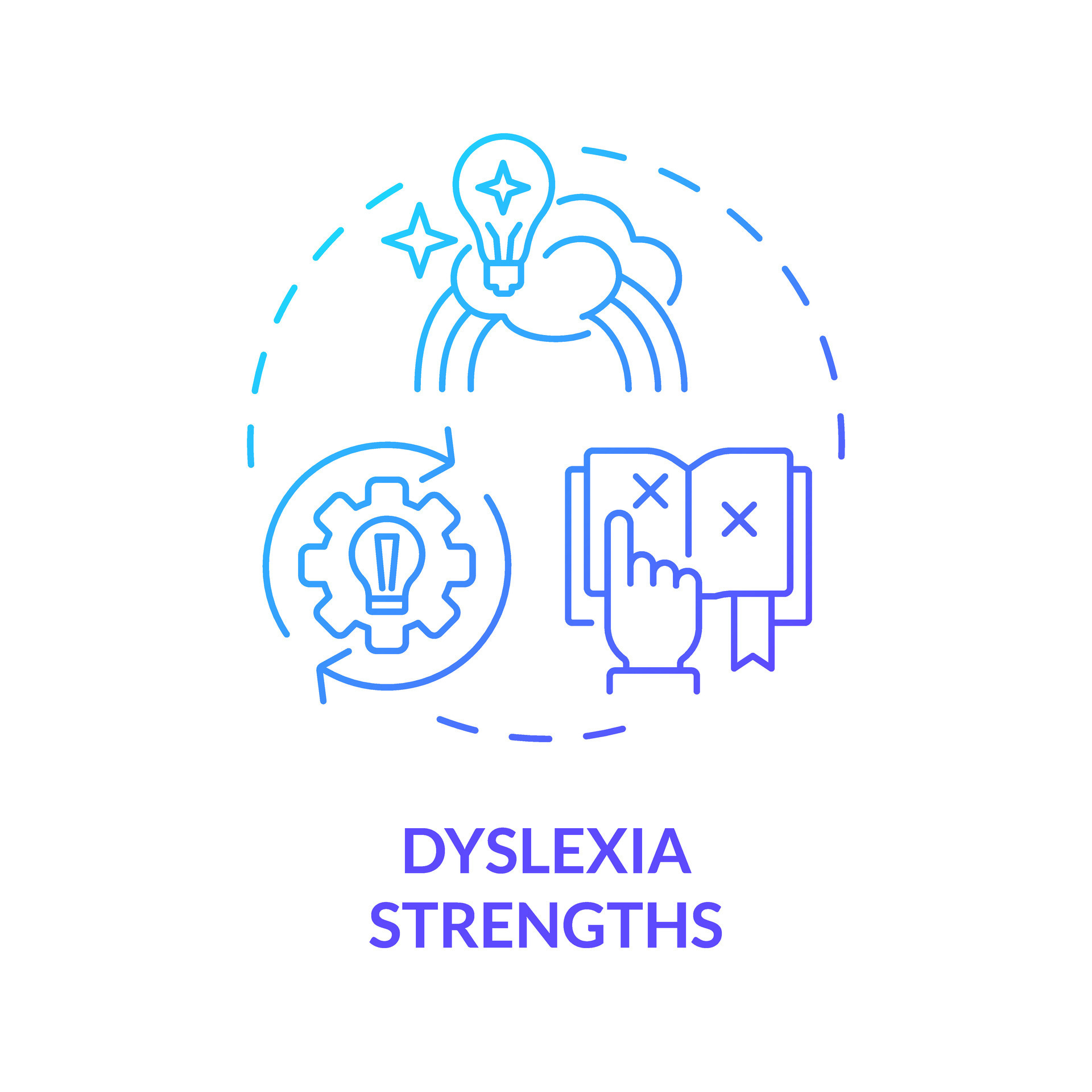 2d Gradient Blue Icon Dyslexia Strengths Concept Simple Isolated