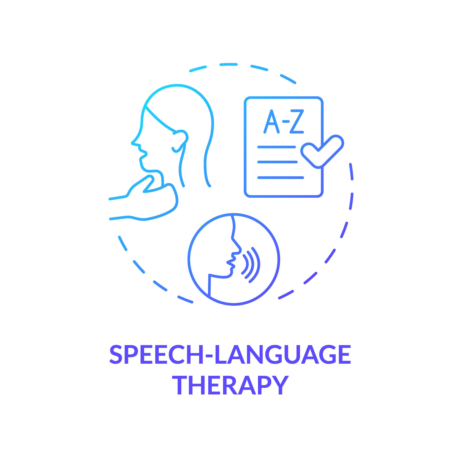 2d Gradient Blue Icon Speech Language Therapy Concept Simple Isolated
