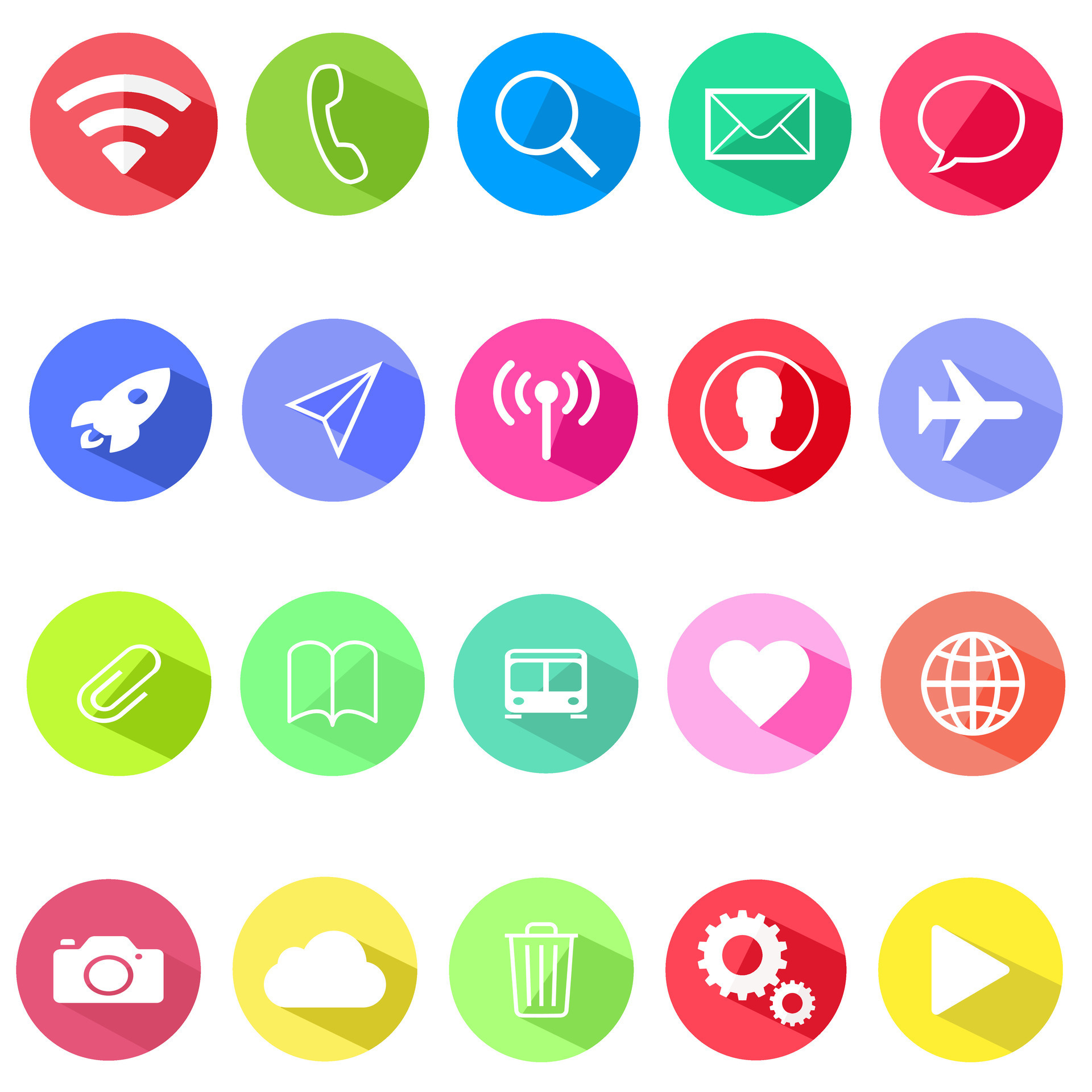 Color Circular Communication Icons Isolated On White Background Vector Communication Buttons